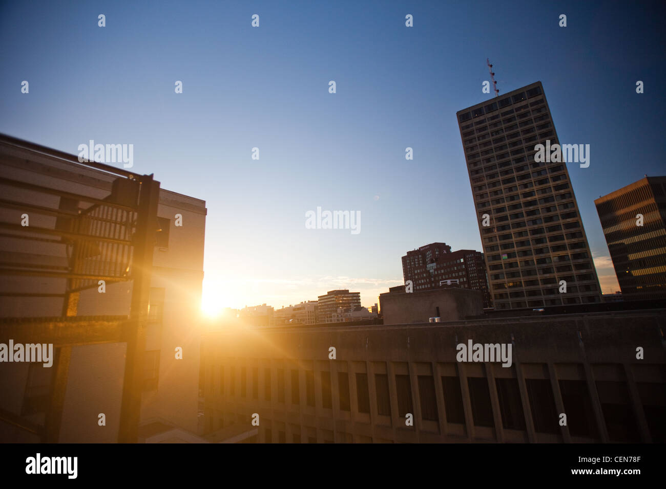 Late-afternoon view over the Hermann Building (Dewey Library) and Sloan ...