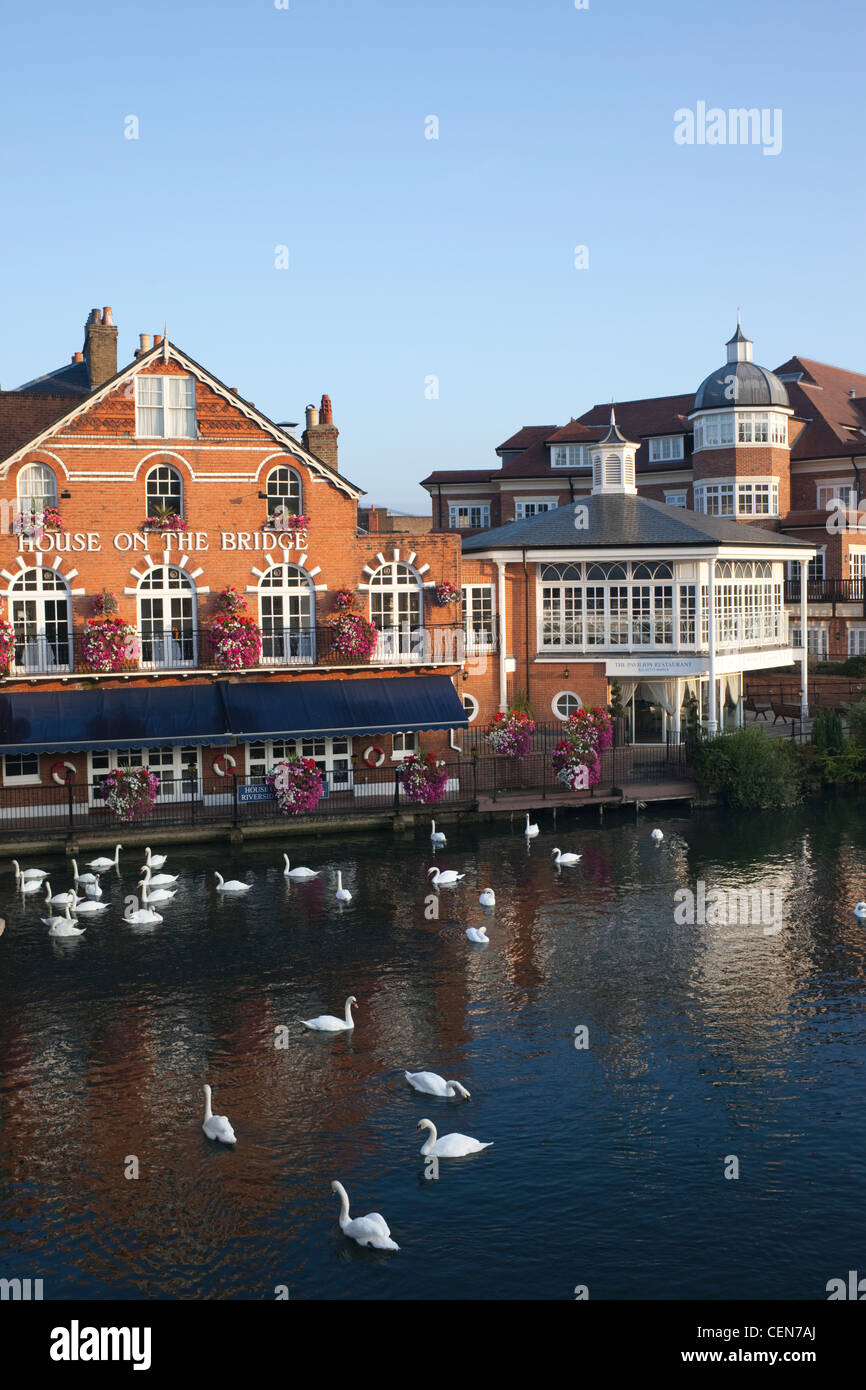 England, Berkshire, Eton, River Thames and Riverfront Skyline Stock ...