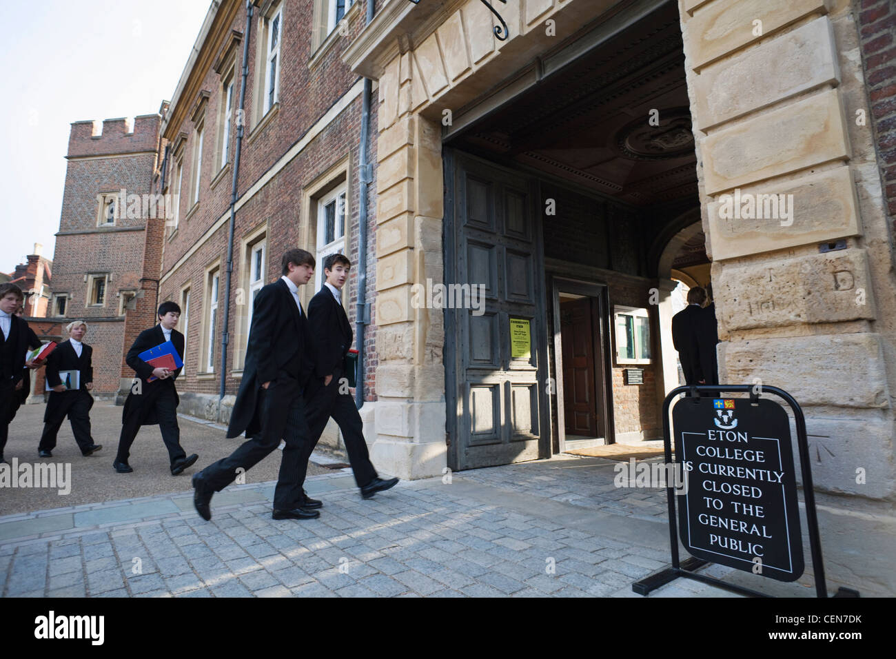 England, Berkshire, Eton, Students entering Eton College Stock Photo ...