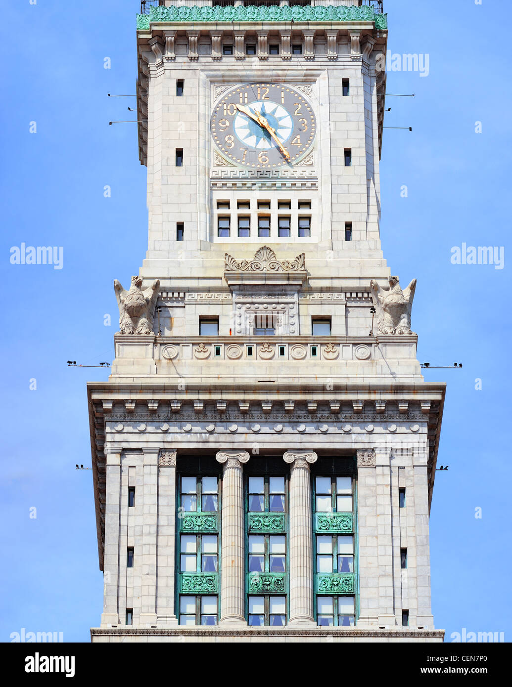 Boston Custom House Clock Tower closeup in downtown Stock Photo - Alamy