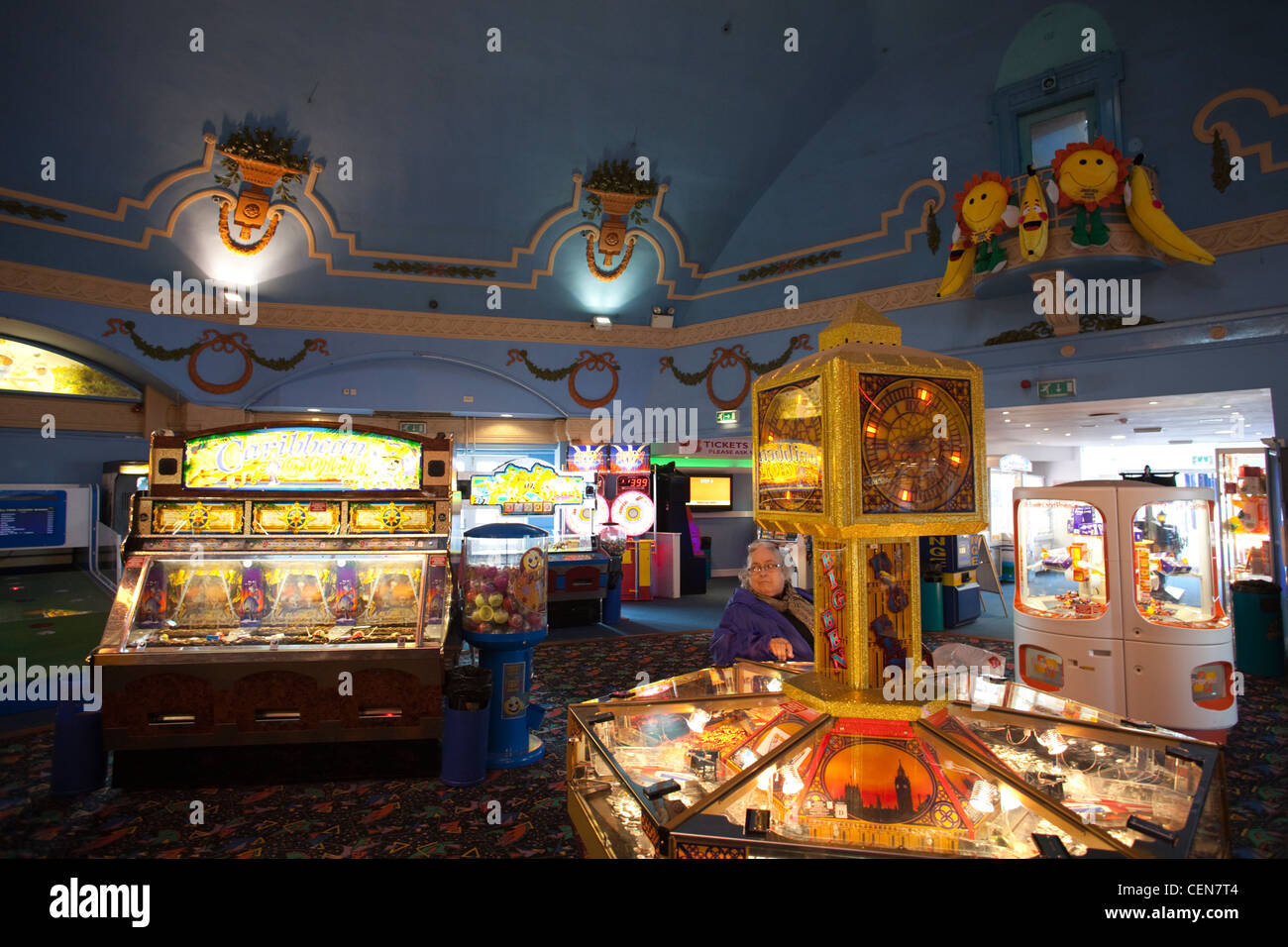England, East Sussex, Eastbourne, Amusement Arcade on Eastbourne Pier ...