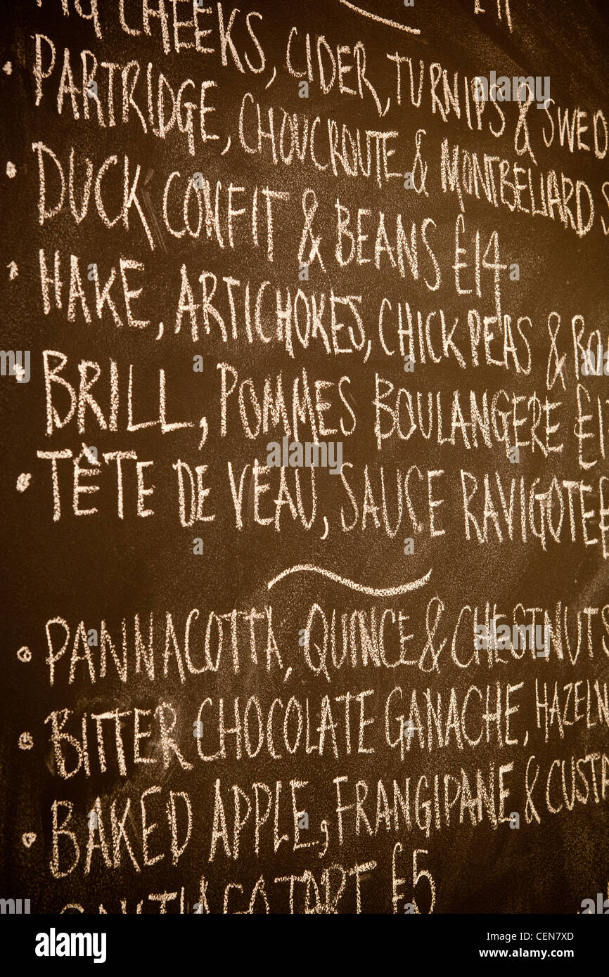 Menu Board Soif Restaurant London Stock Photo - Alamy