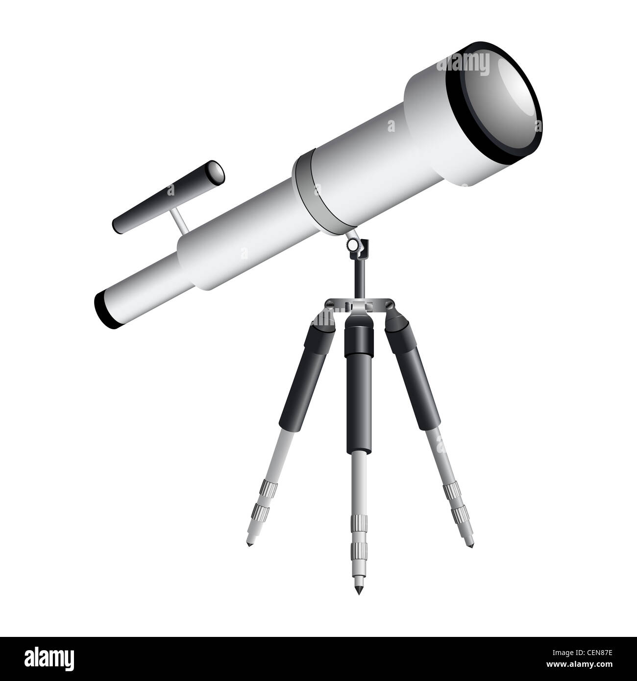 telescope on tripod against white background, abstract vector art ...