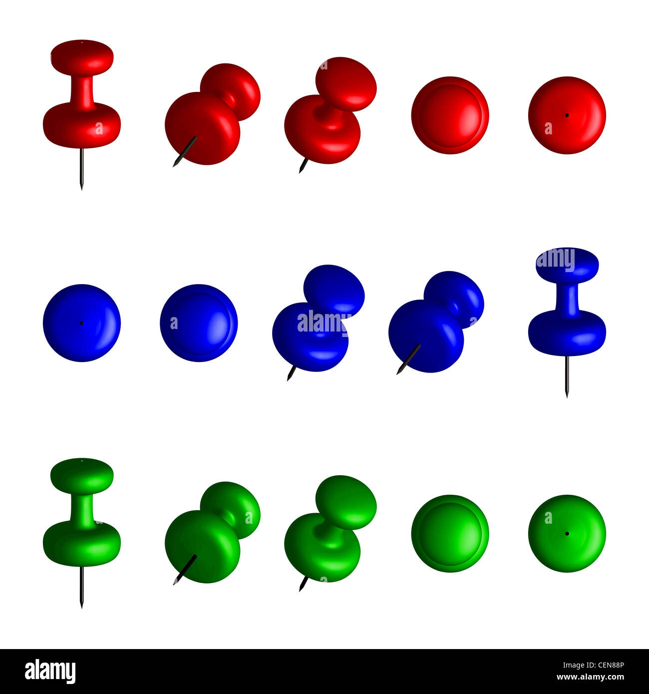 3d push pins against white background, abstract vector art illustration ...