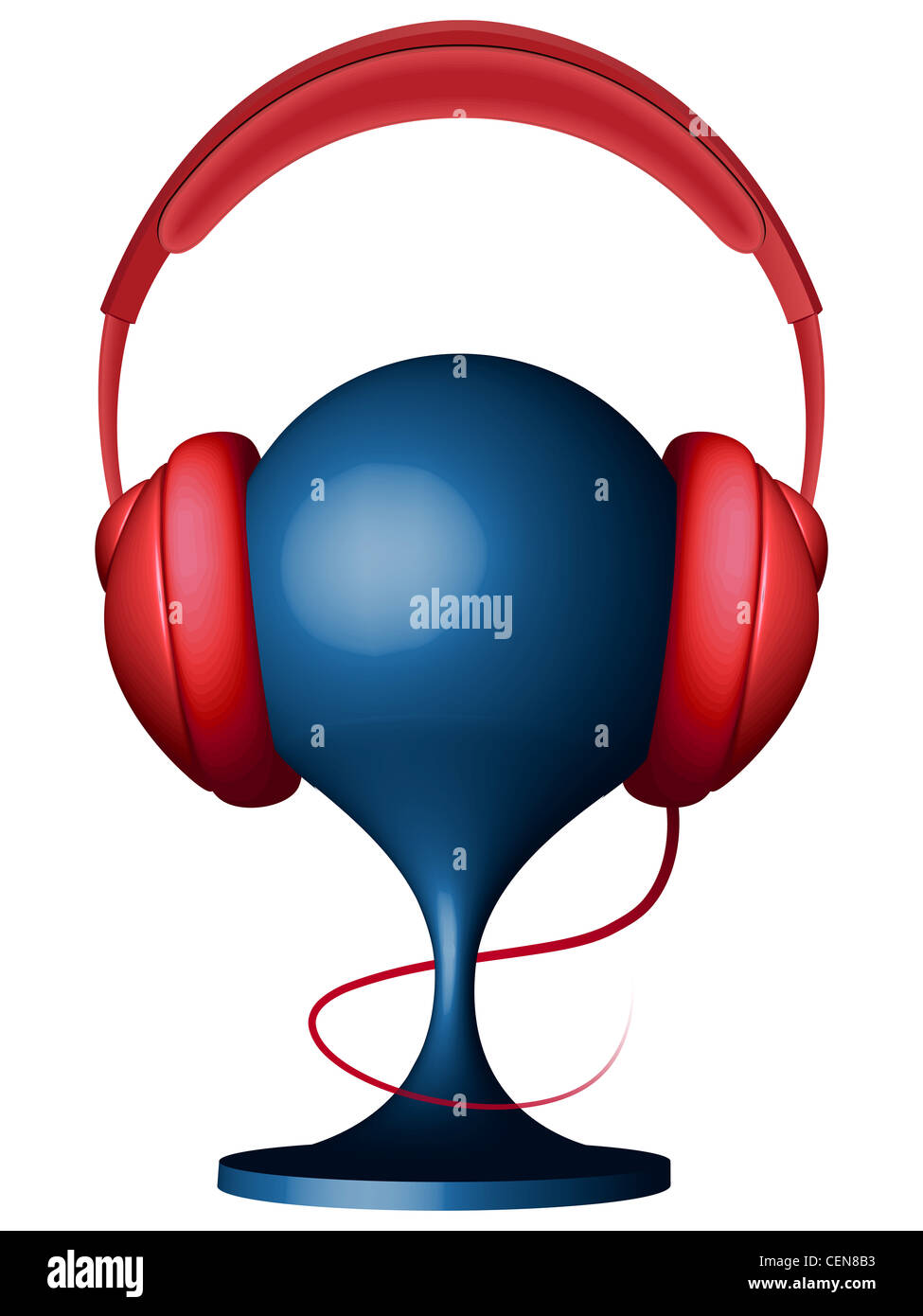 headphones on support against white background, abstract vector art ...