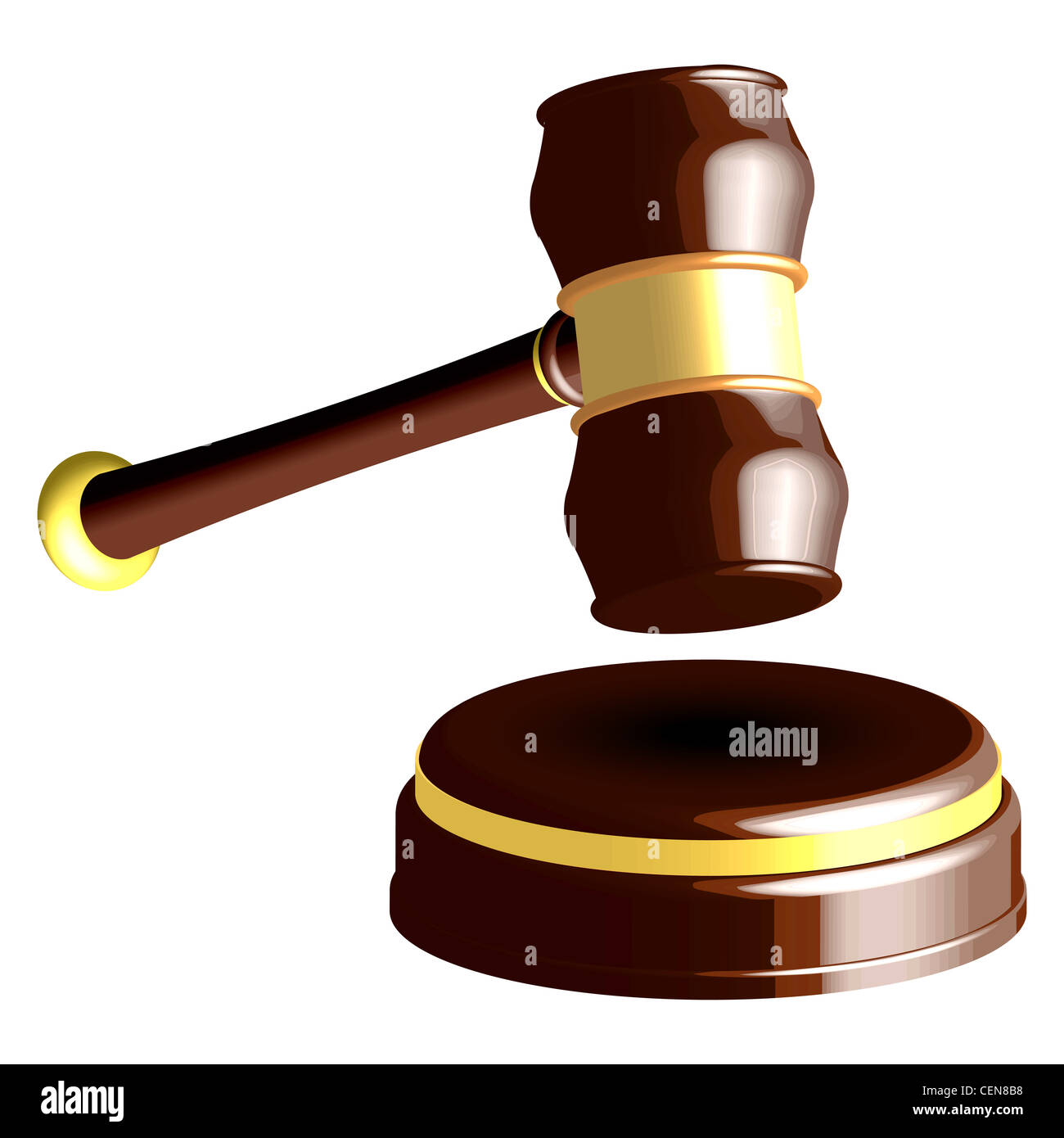 wooden gavel vector against white background; abstract vector art ...