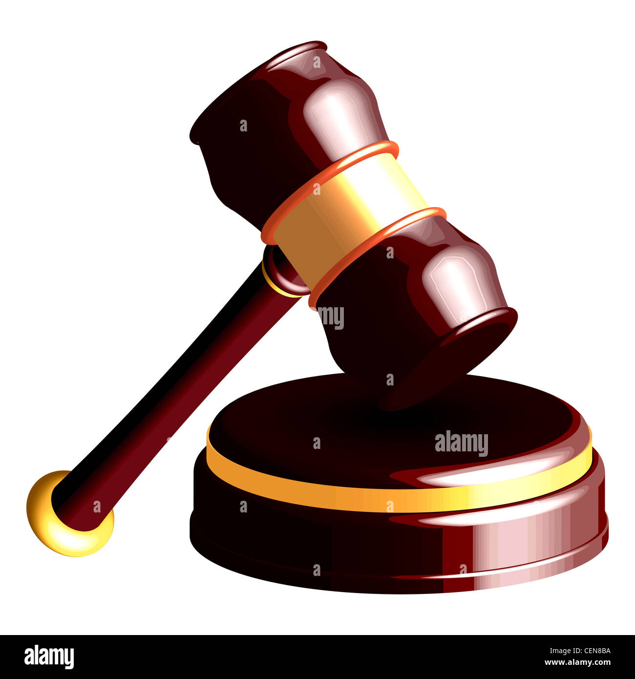 wooden gavel against white background, abstract vector art illustration ...
