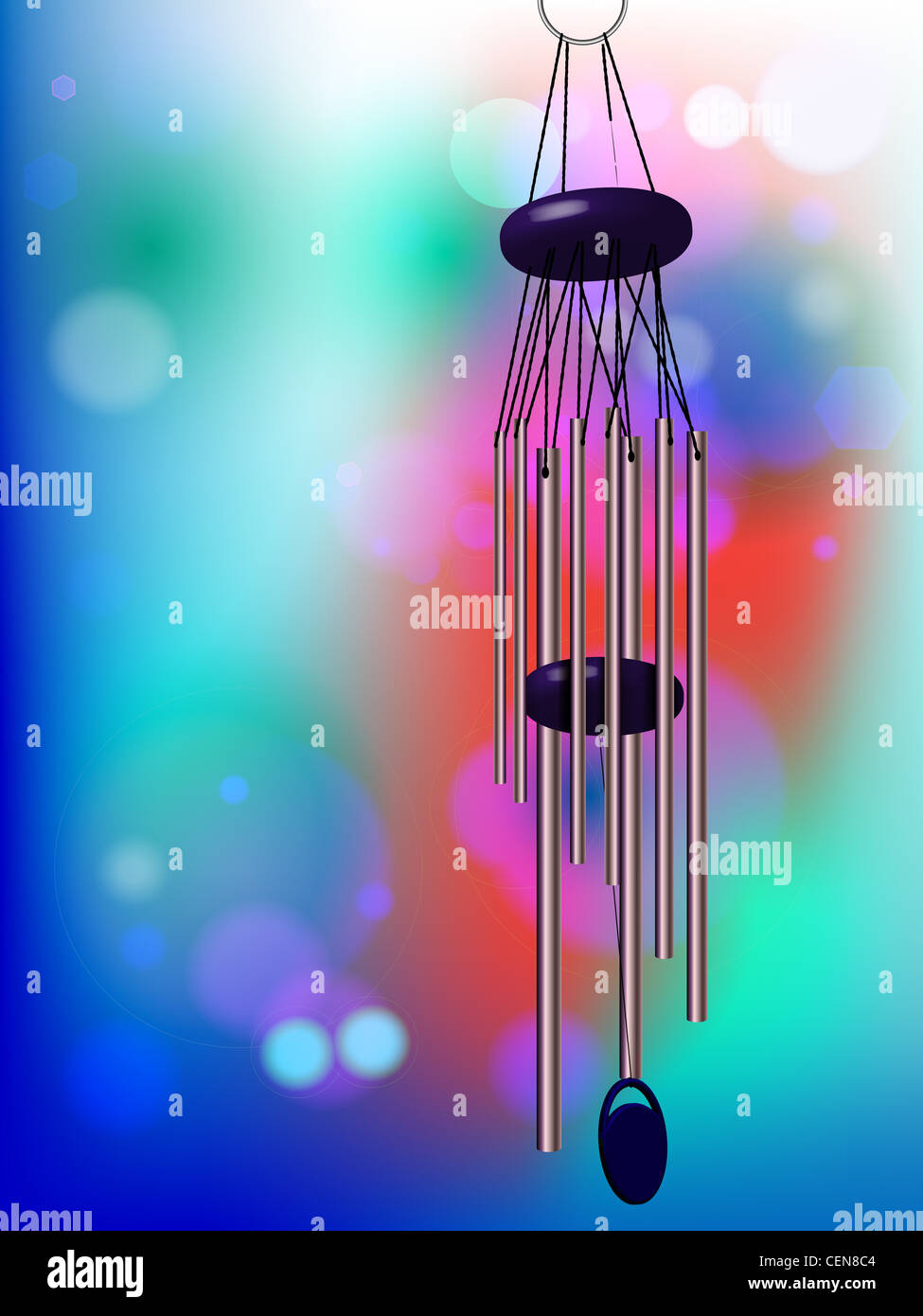 wind chime and lights, abstract vector art illustration; image contains ...