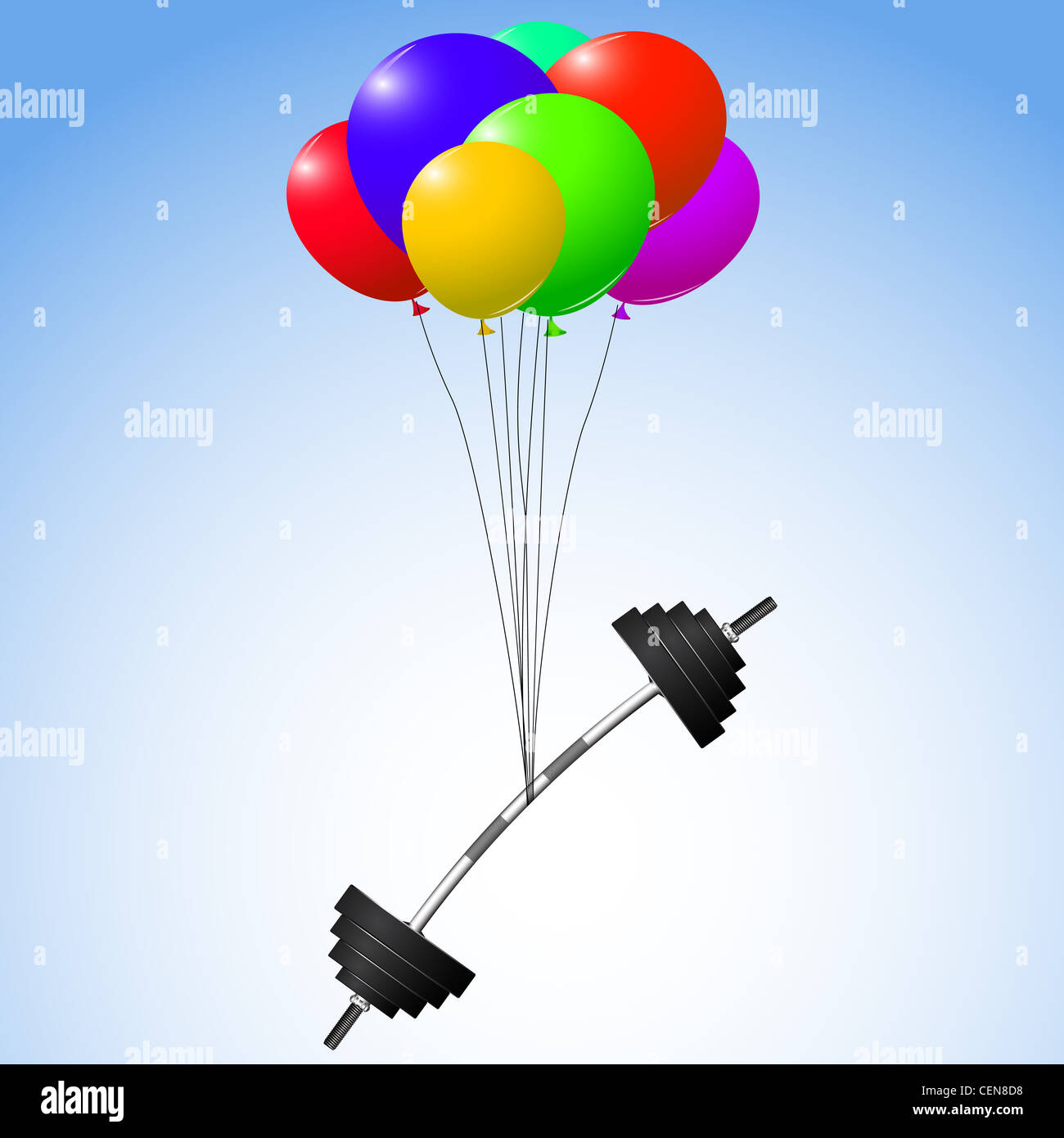 balloons and weights over sky background, abstract vector art ...