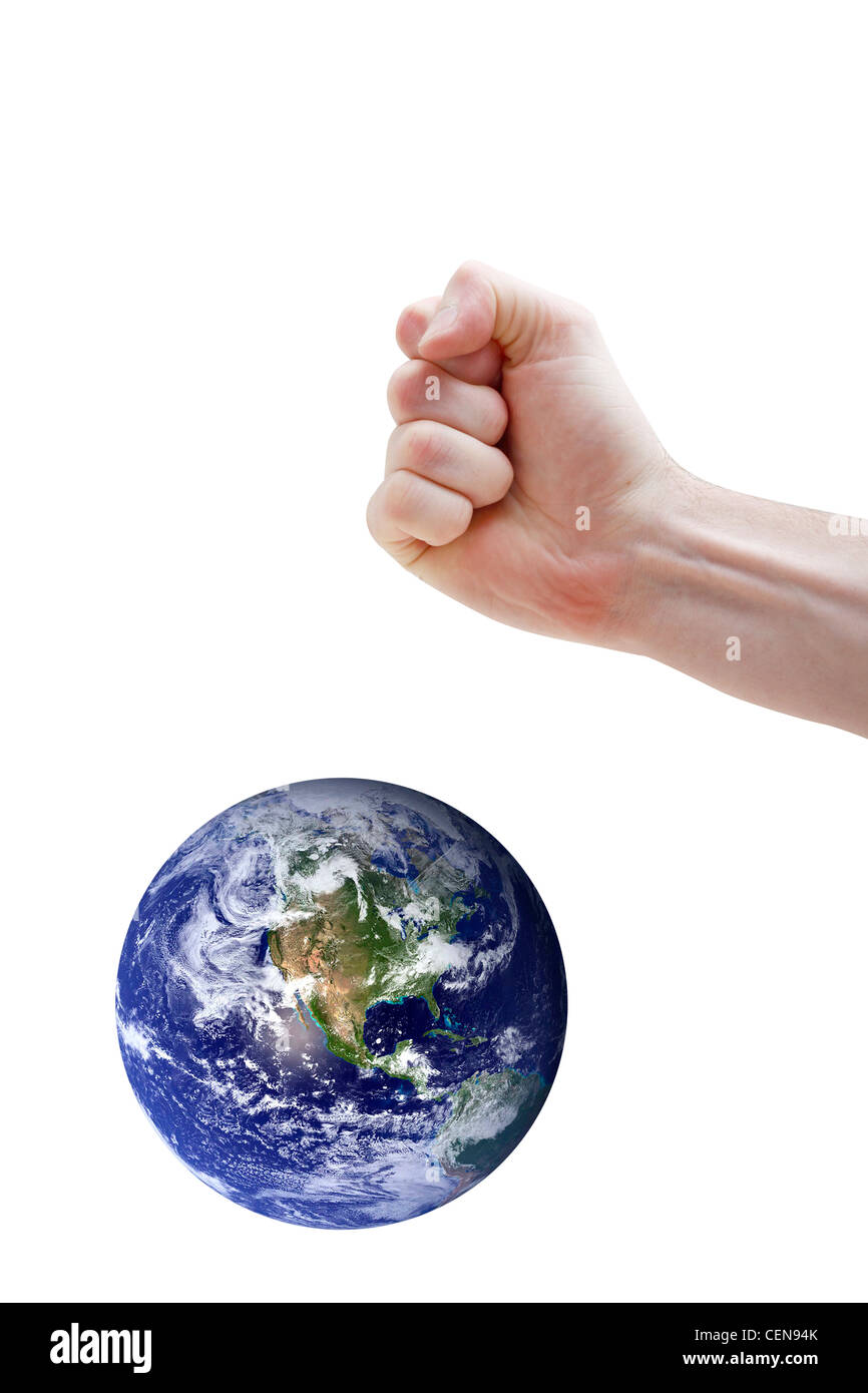 Destroying Earth isolated on white Stock Photo - Alamy