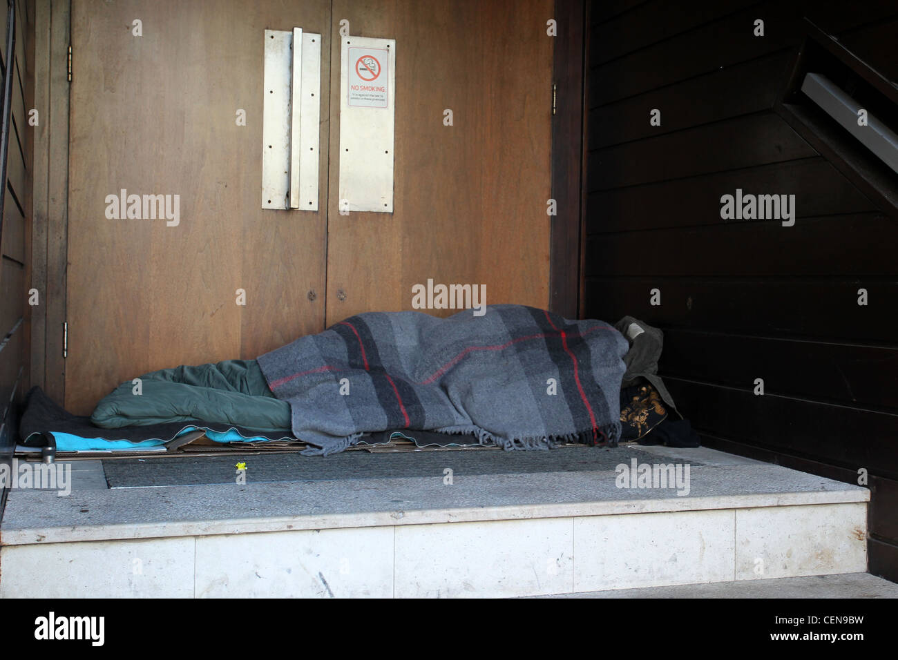 Sleeping Homeless Doorways