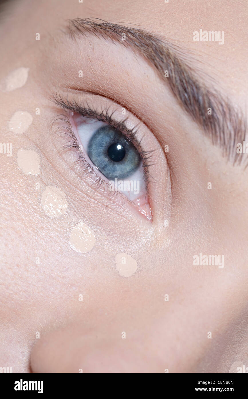 Step by Step Beauty and Make Up Close up image of female's eye with ...