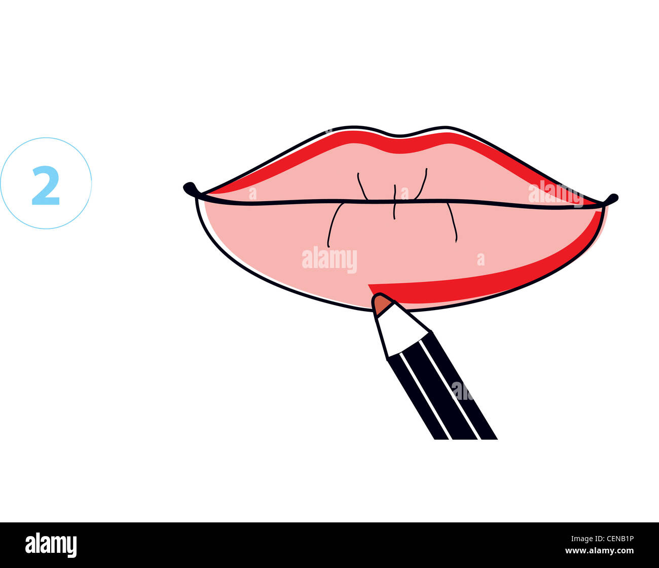 Step by Step Make Up Illustrations showing how to wear red lipstick ...