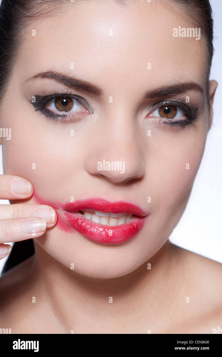 Step by Step Make Up Before and After Female brunette hair off her face ...