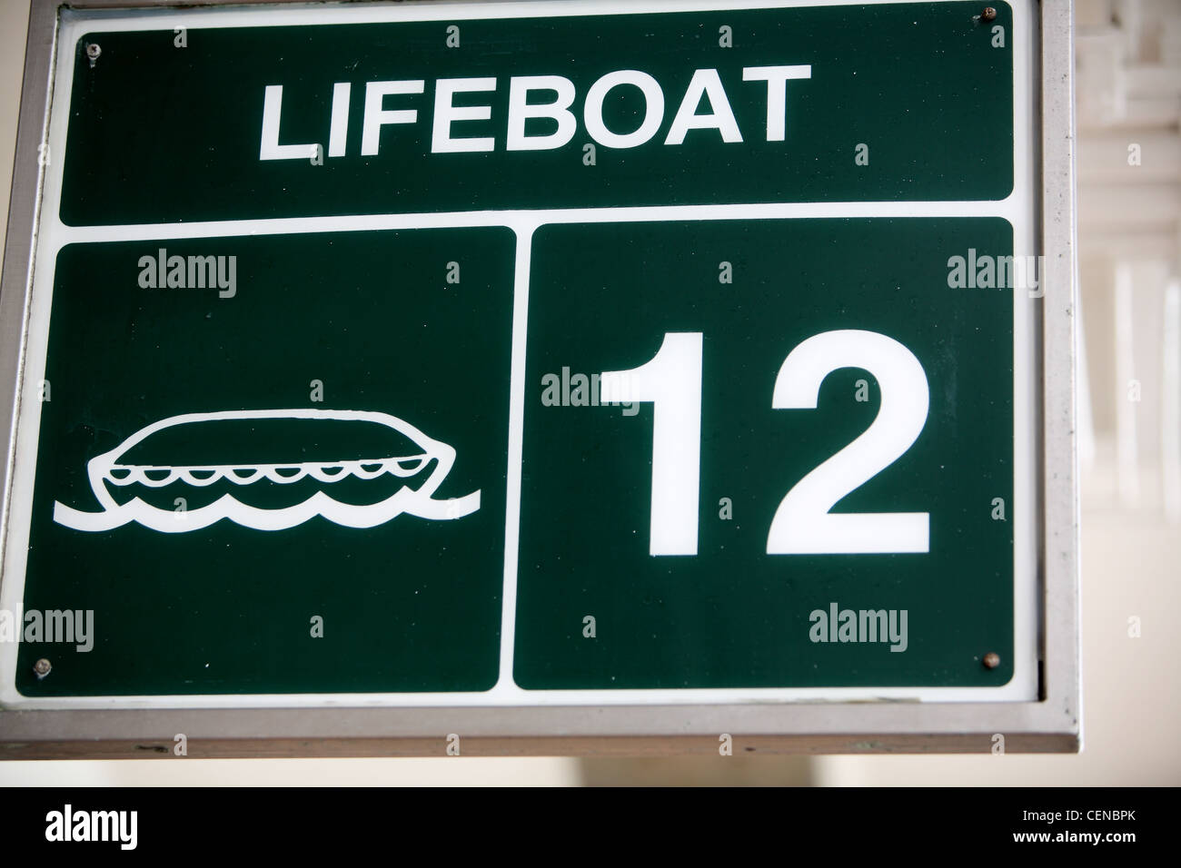 Lifeboat station sign on board passenger ship Stock Photo - Alamy