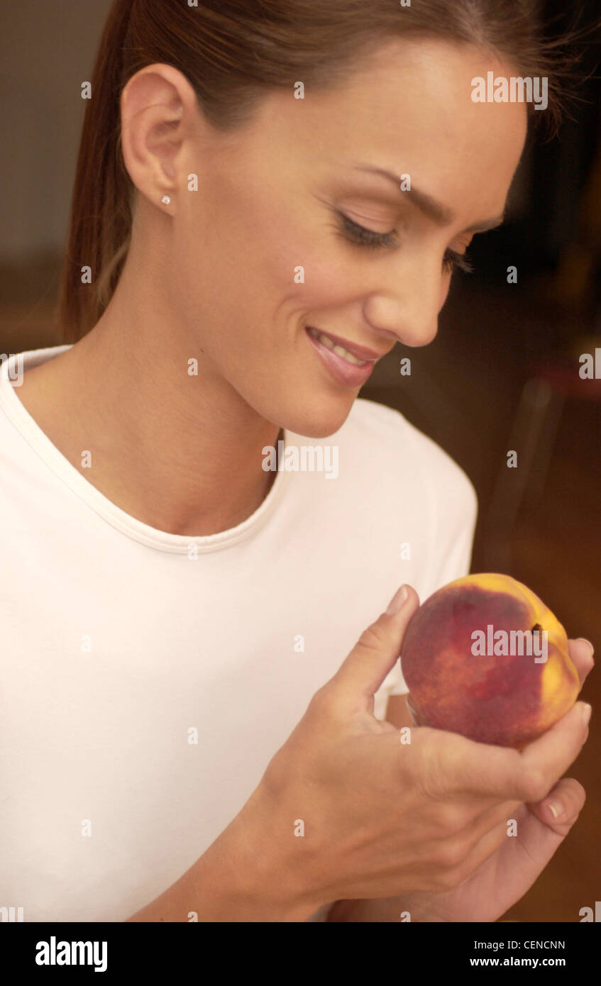 Semi profile female brunette hair hi-res stock photography and images ...