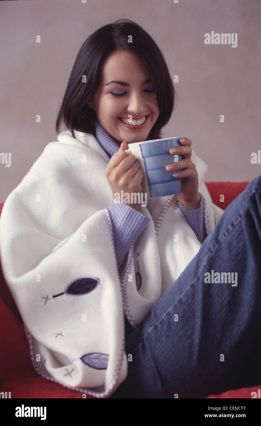 Female shoulder length straight black hair falling over one eye wearing ...