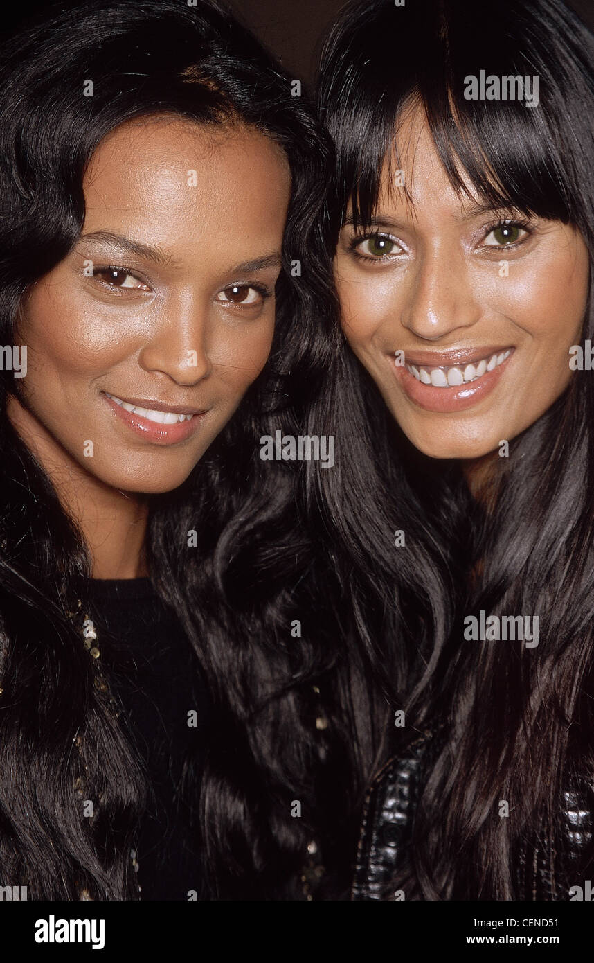 Backstage New York Michael Kors Autumn Winter Two models long black ...