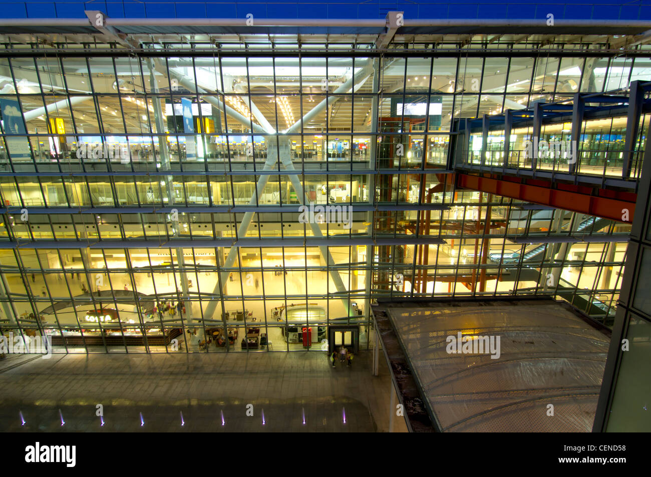 uk, england, Heathrow airport terminal 5 building dusk Stock Photo - Alamy