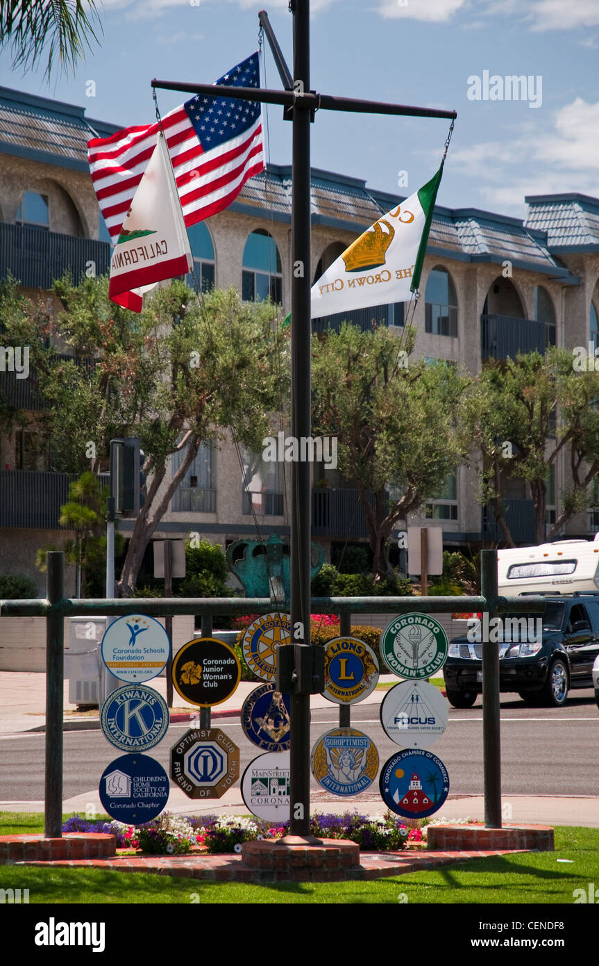 A flagpole with different American flags Stock Photo - Alamy
