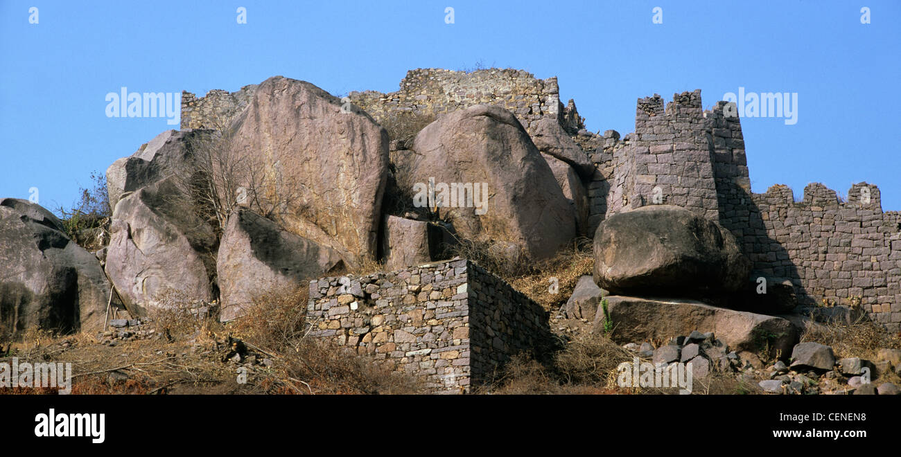 golcaonda fort ramparts and moat india hyderabad tourism Stock Photo ...