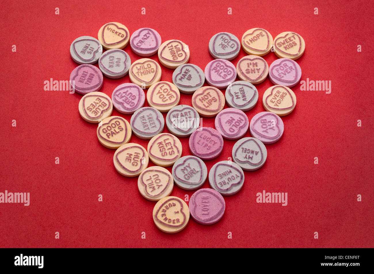 Heart shape made from love heart candy sweets Stock Photo - Alamy
