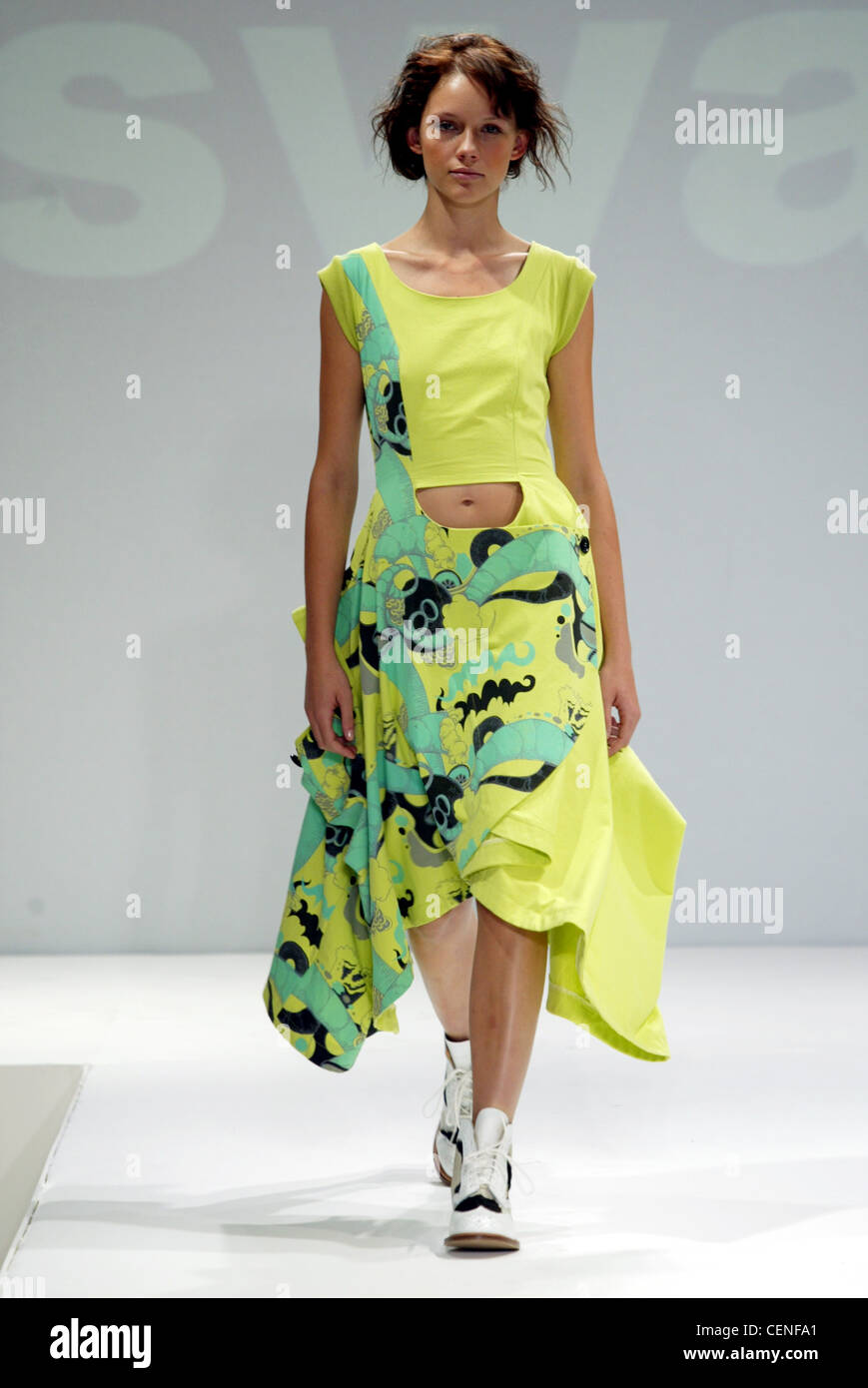 Swash London Ready To Wear Spring Summer Model wearing sleeveless lemon ...