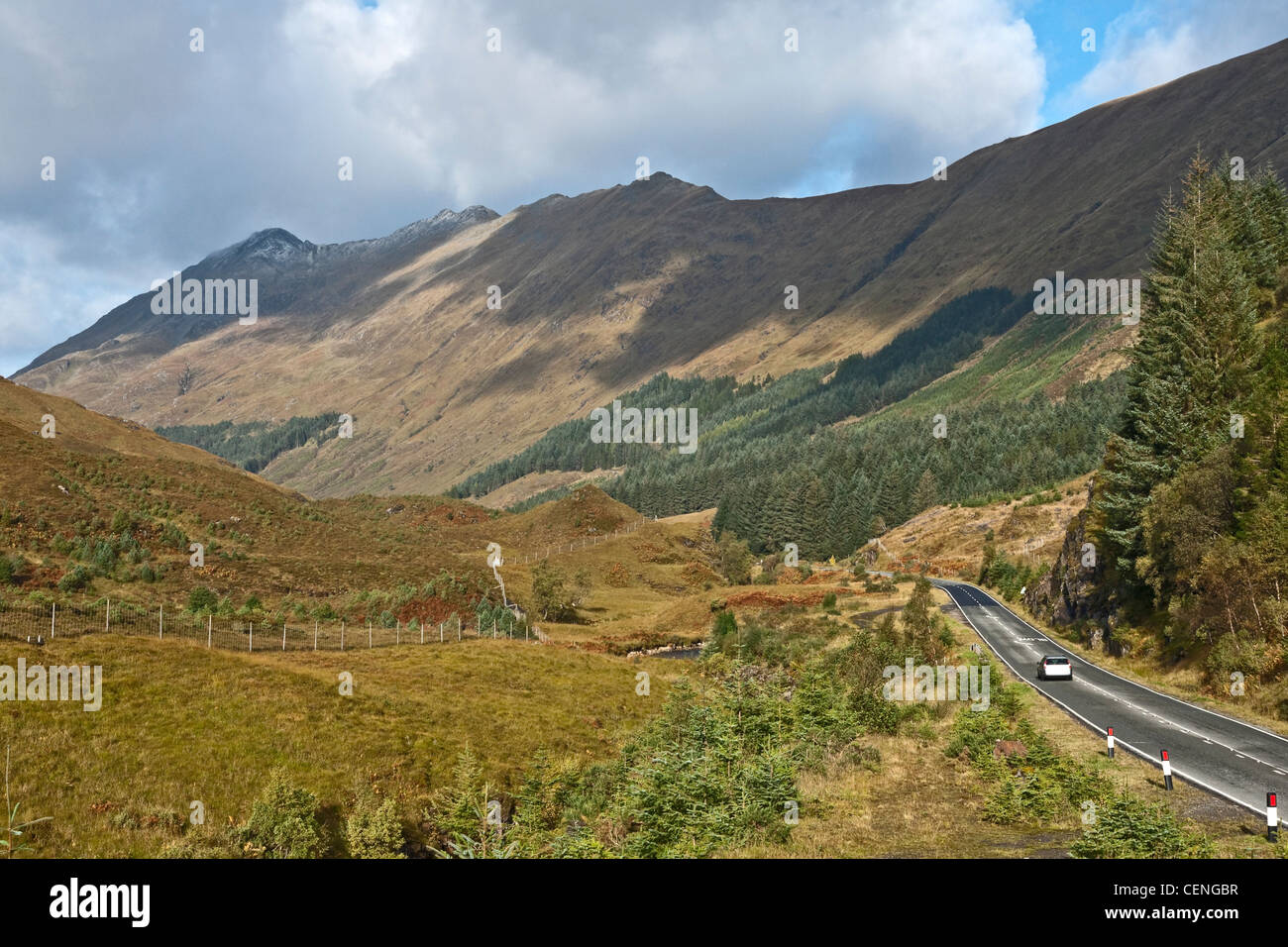 Trunk road A87 passing through Glen Shiel in Kintail West Highlands of ...