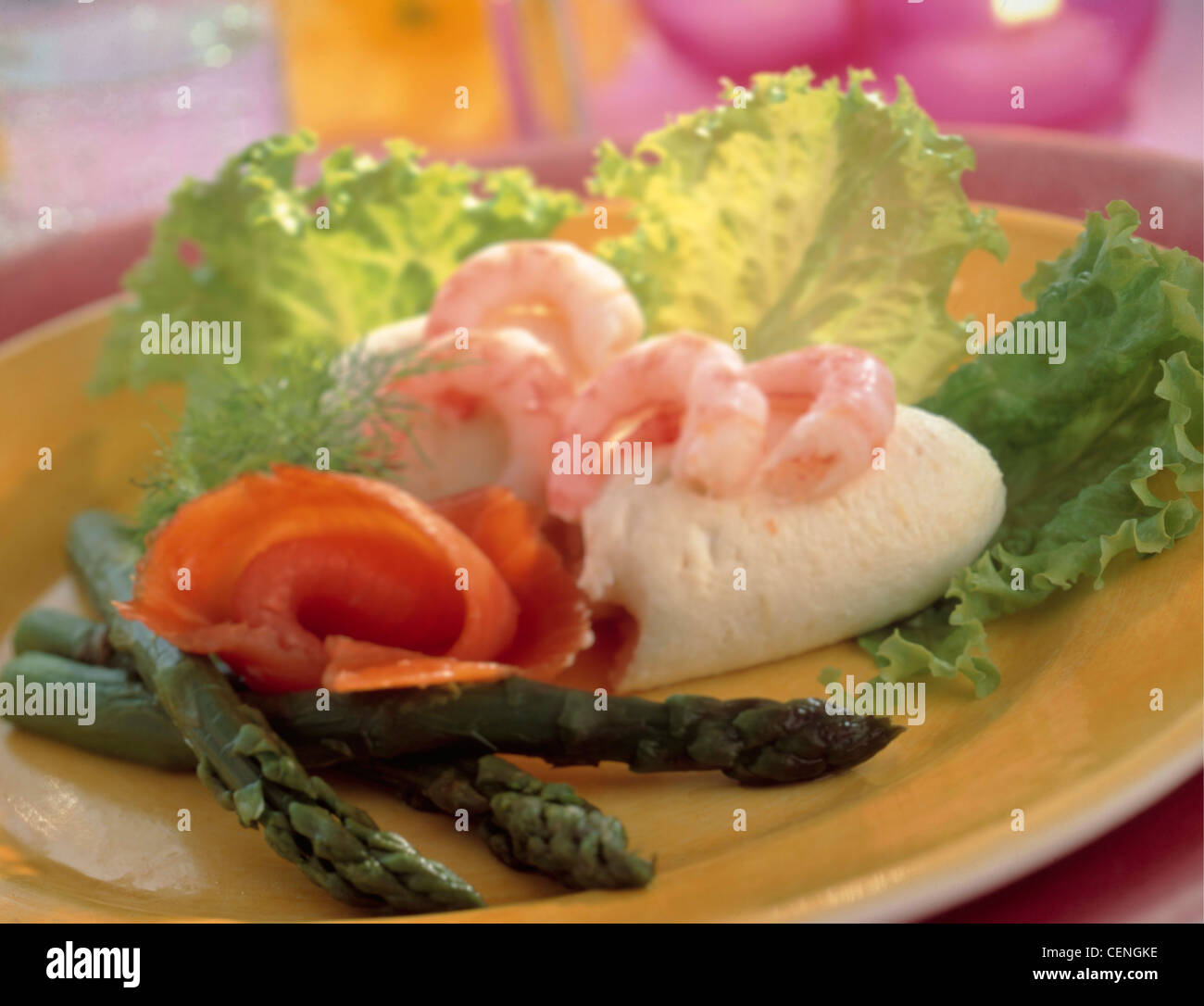 "Gourmet Easter Menu" Asparagus mousse served with prawns, salmon ...