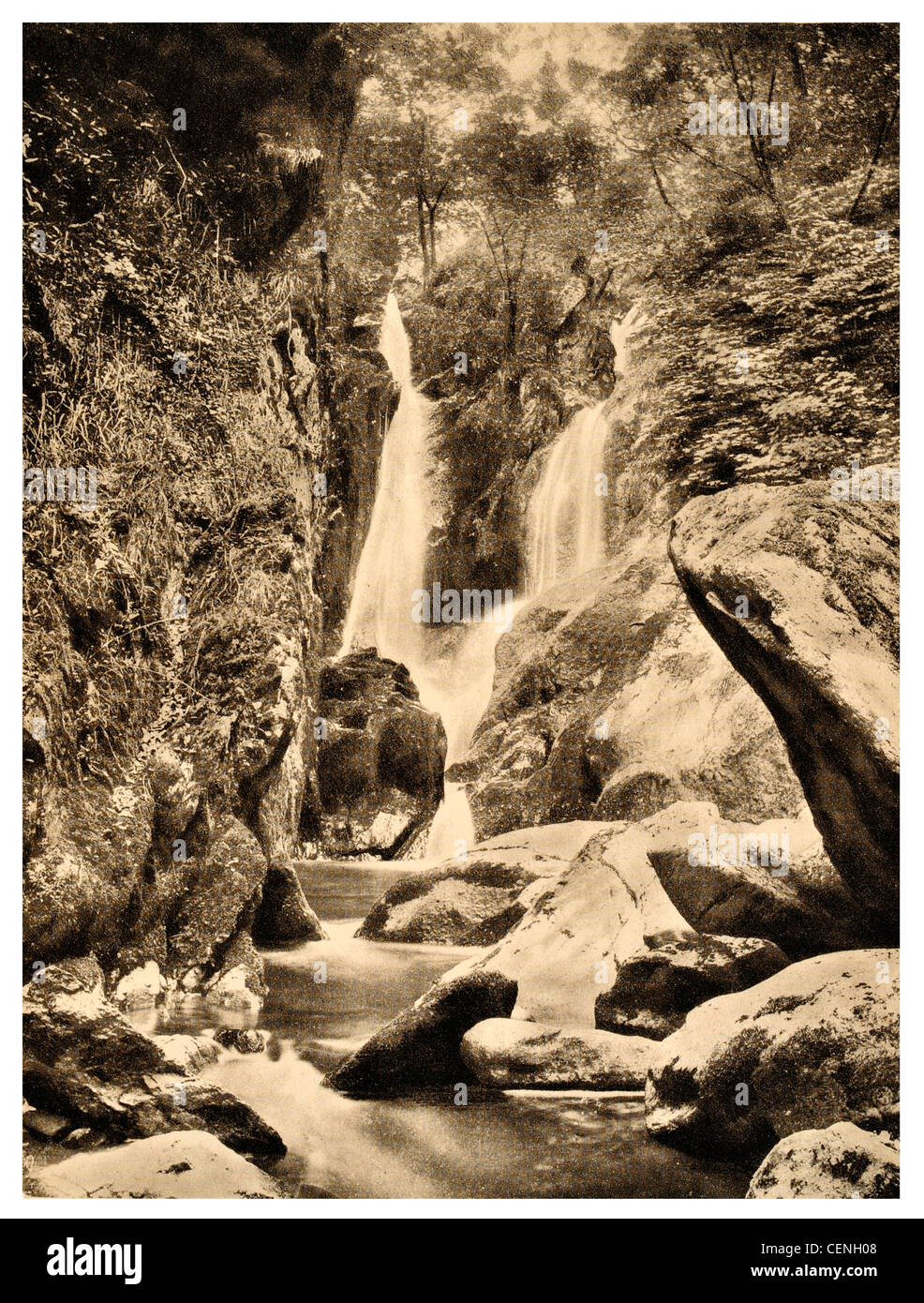 Stock Ghyll Force Ambleside Waterfall falls cascade Cumbria North West ...