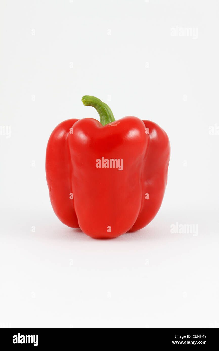 Whole red bell pepper, Capsicum annuum, vegetable on white background ...