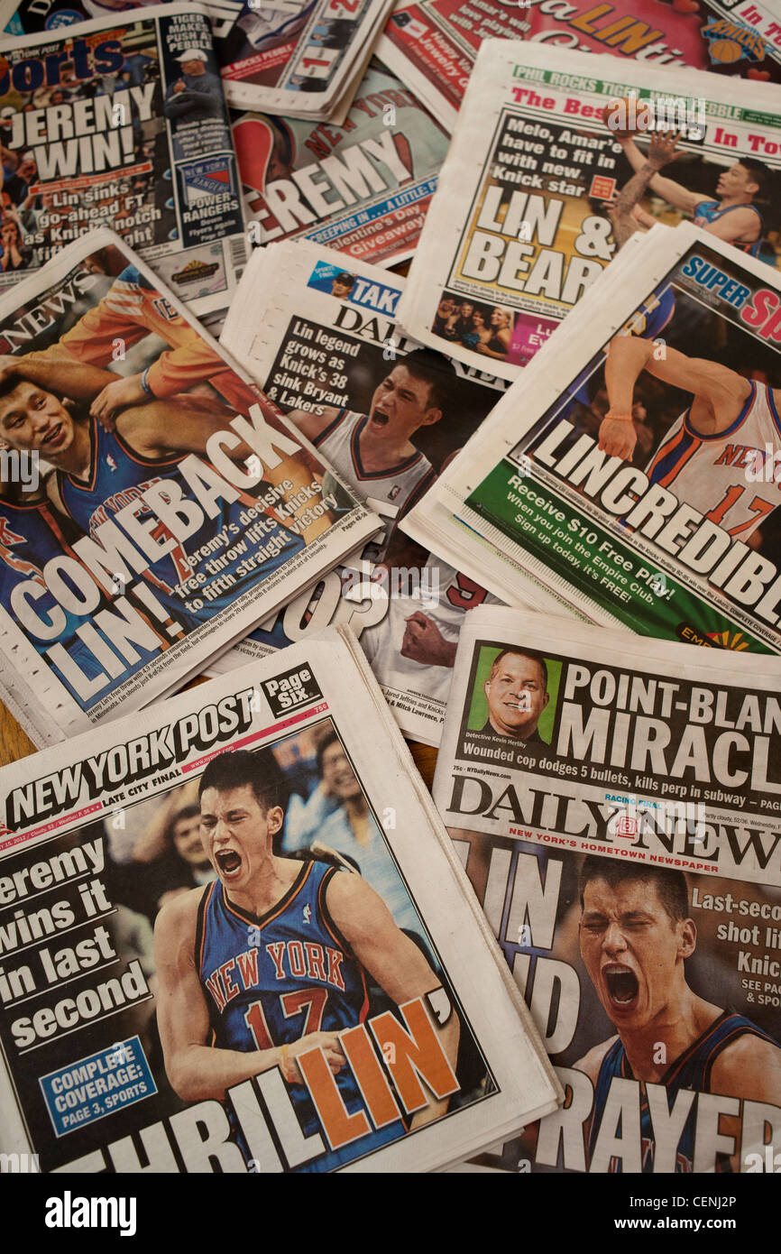 A collection of New York City newspaper covers over several days ...