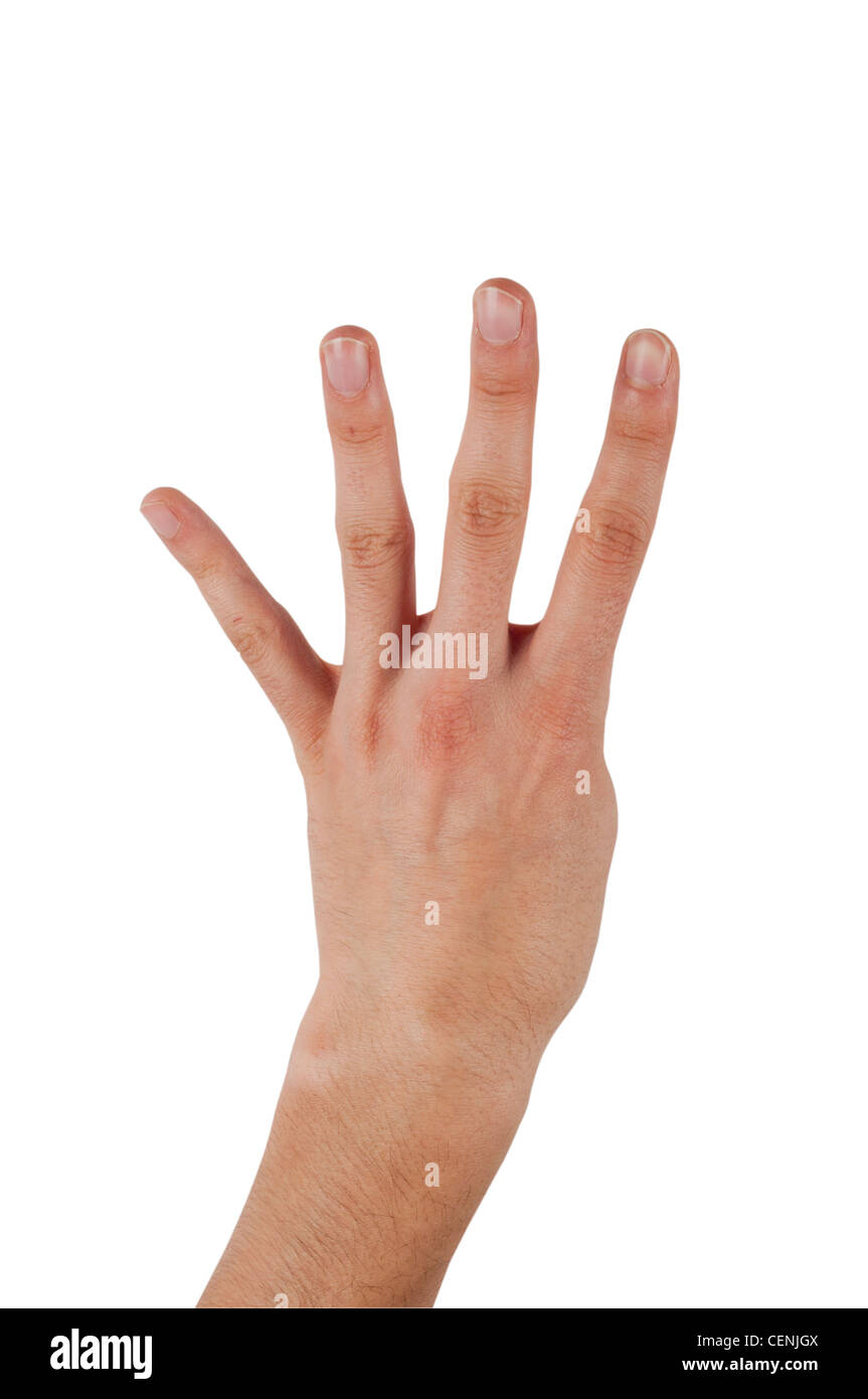 Hand Showing Three Fingers – Counting or Signal Gesture on White ...