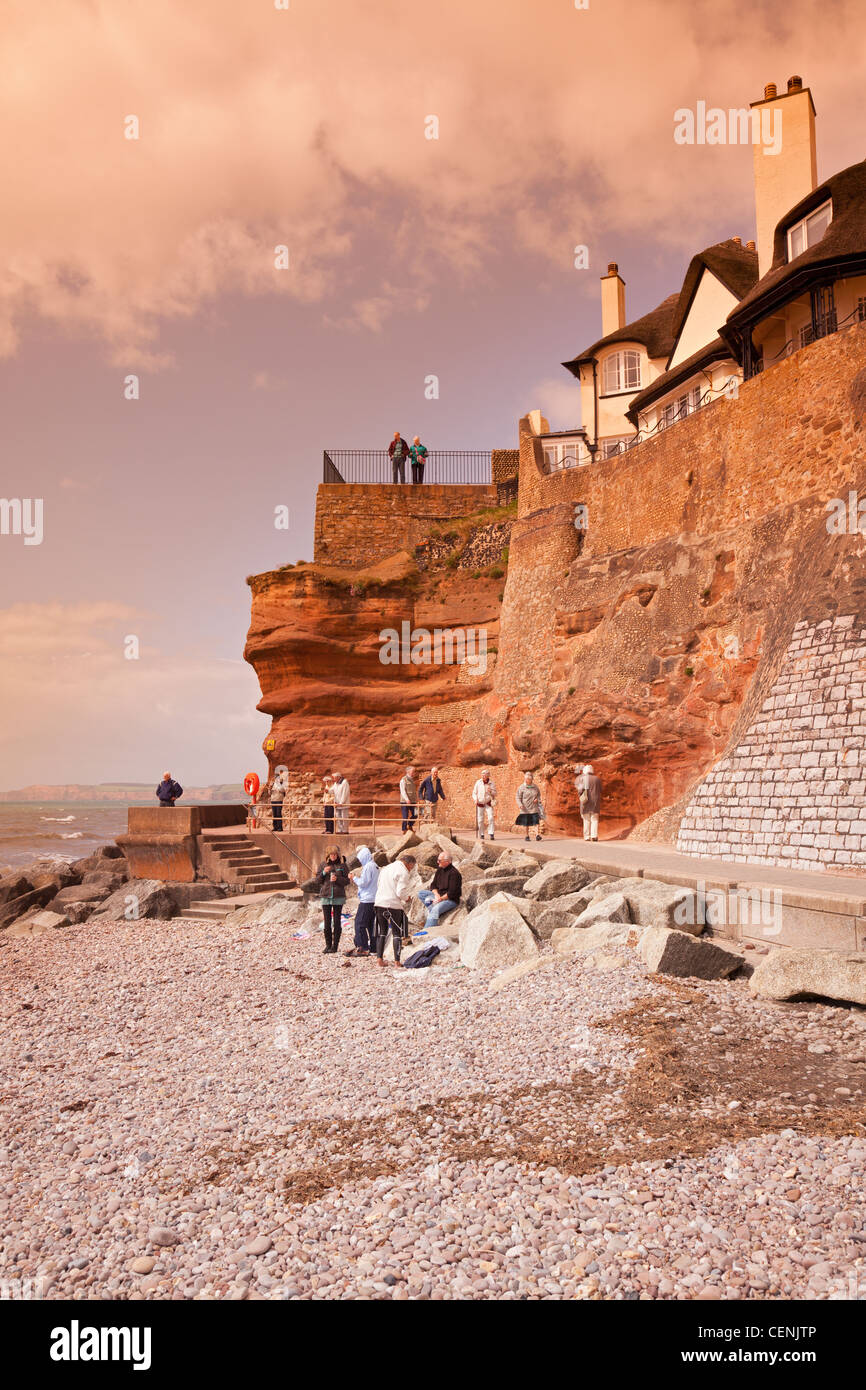 England Devon Sidmouth Beach and cliffs near Chit Rocks Stock Photo - Alamy