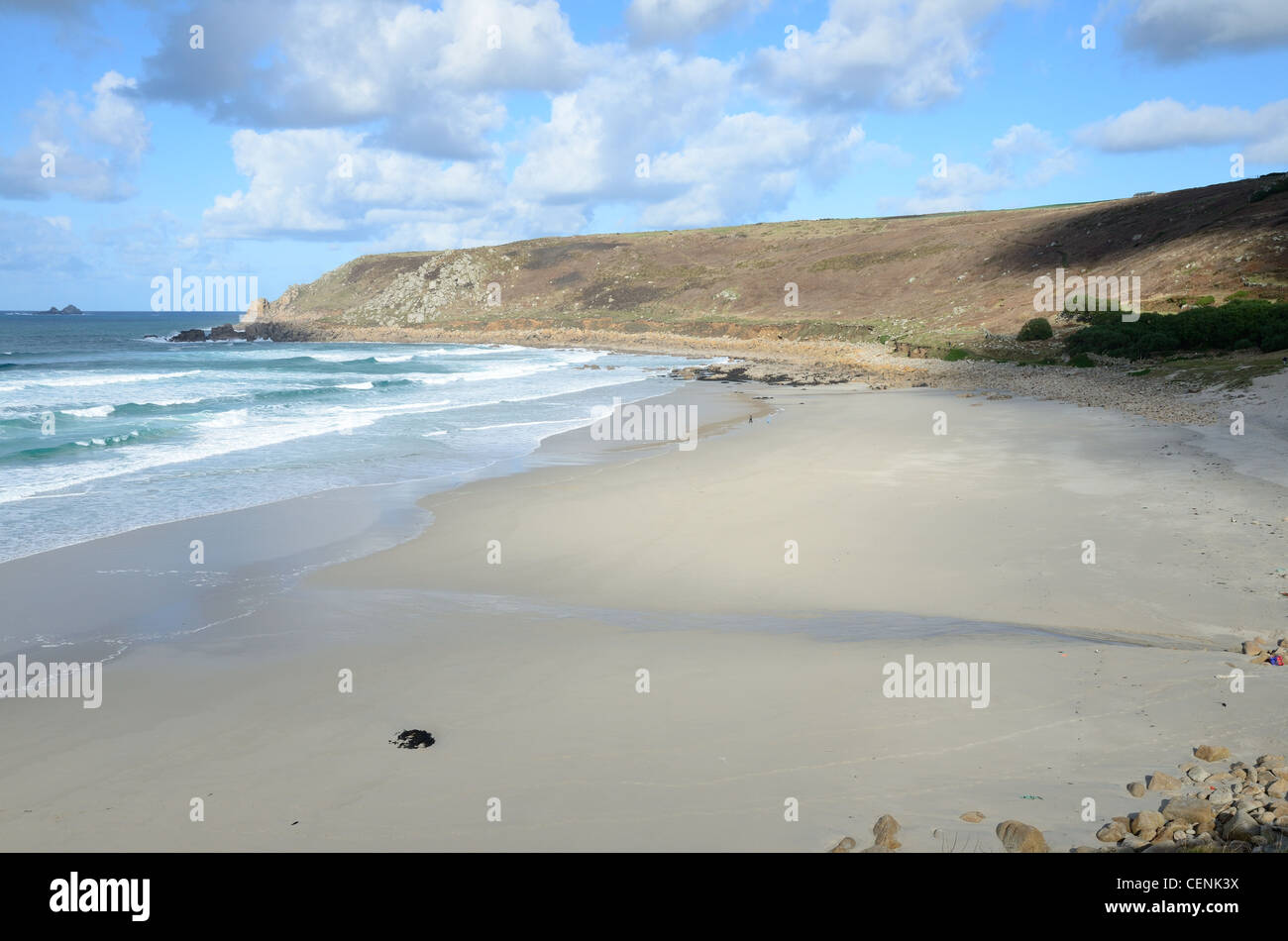 Tide Out at Gwynver Beach, between Sennen and St Just, looking towards ...