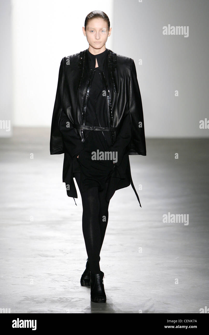 Rad Hourani New York Ready to Wear Autumn Winter Black leather jacket ...