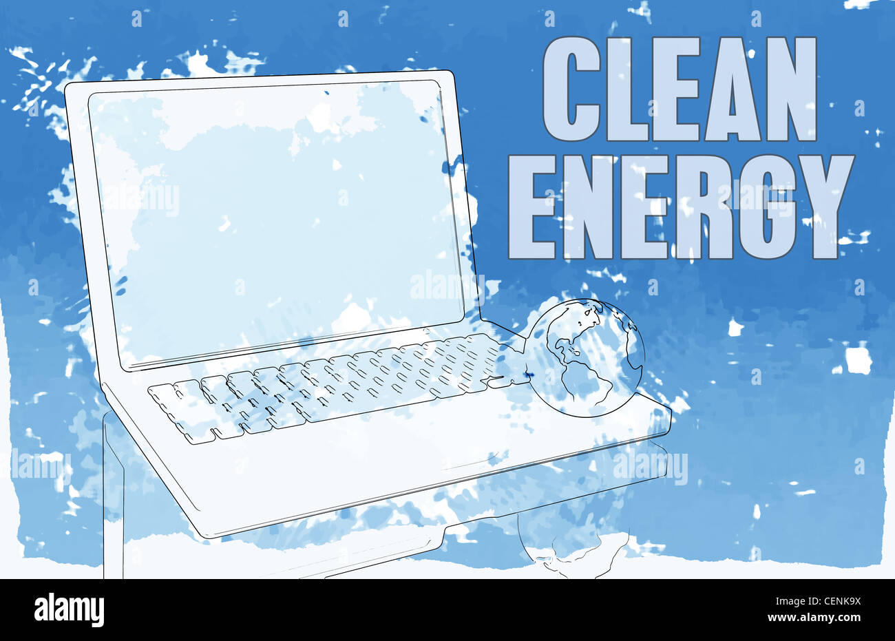 Clean Energy in Blue on Computer Power Stock Photo - Alamy