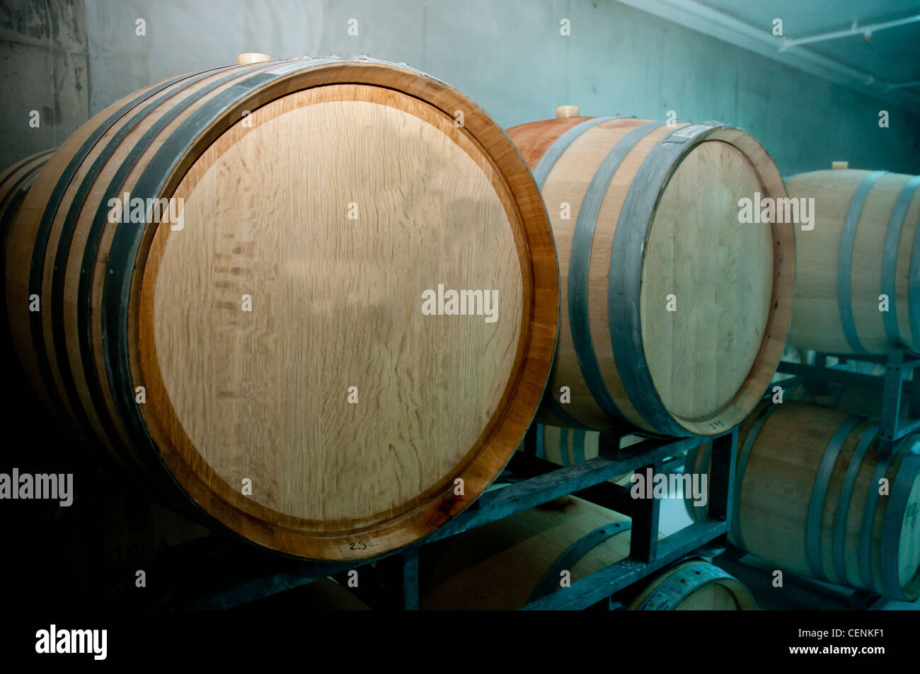 Dark Wine Cellar with Wooden Barrels – Traditional Aging Room in Urla ...