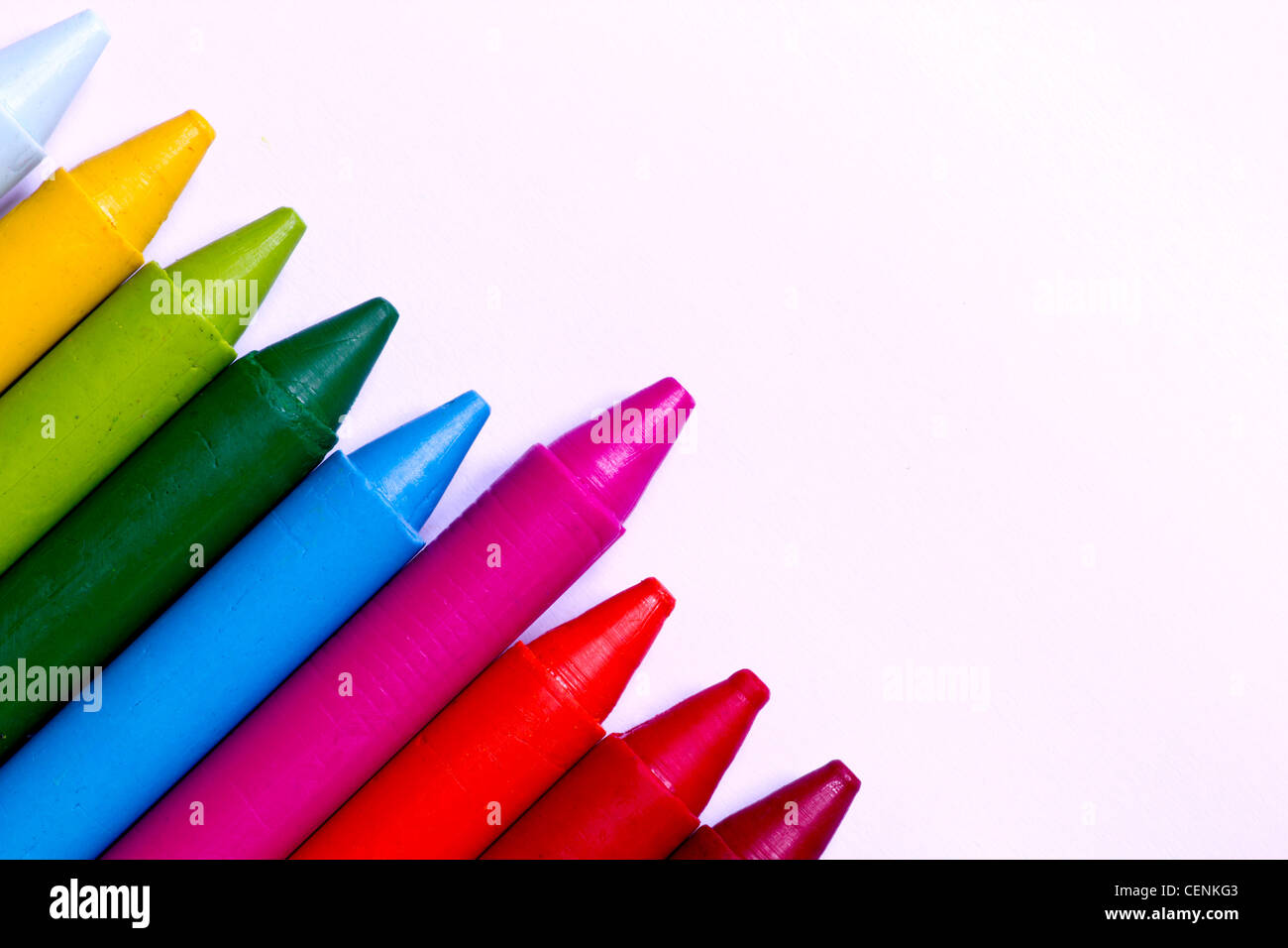 Colorful wax crayons on white background Stock Photo - Alamy