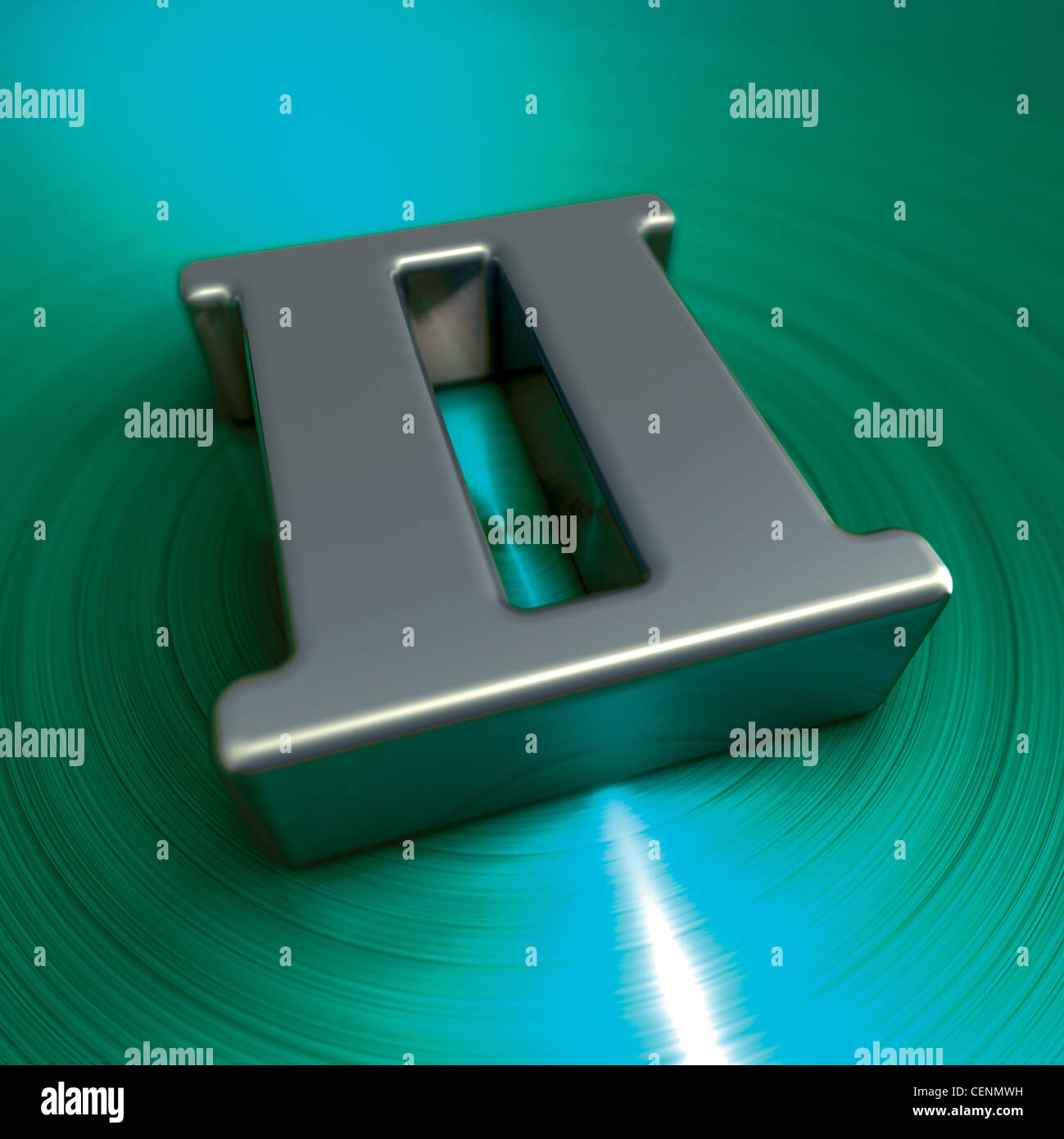Horoscope GlyphsSilver Gemini symbol on an aqua colour background Stock ...
