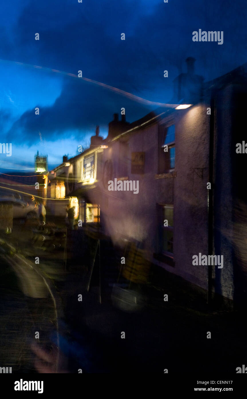 nighttime impression of cross keys inn coaching house , tebay , cumbria ...