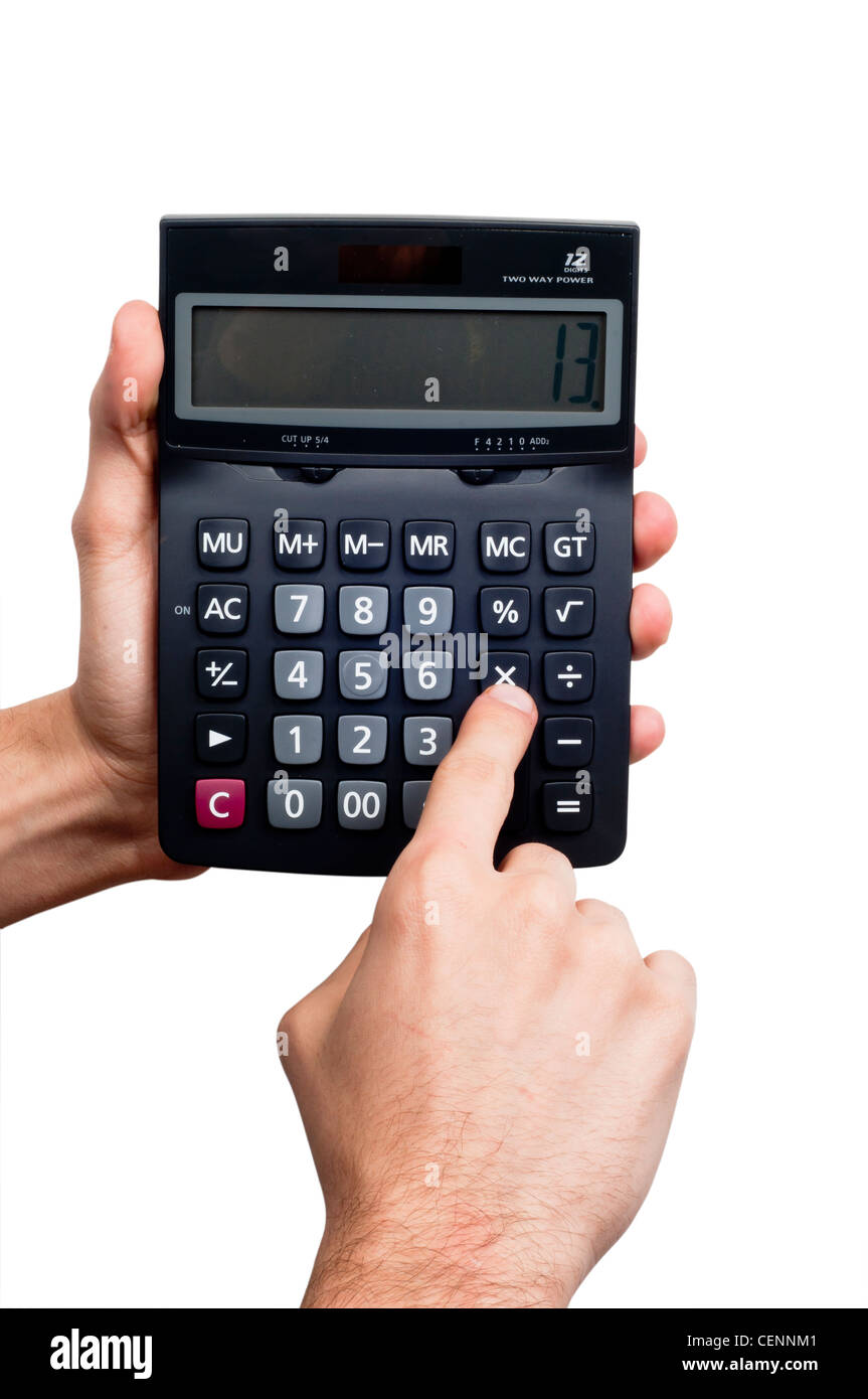 Hand pointing calculator numbers hi-res stock photography and images ...
