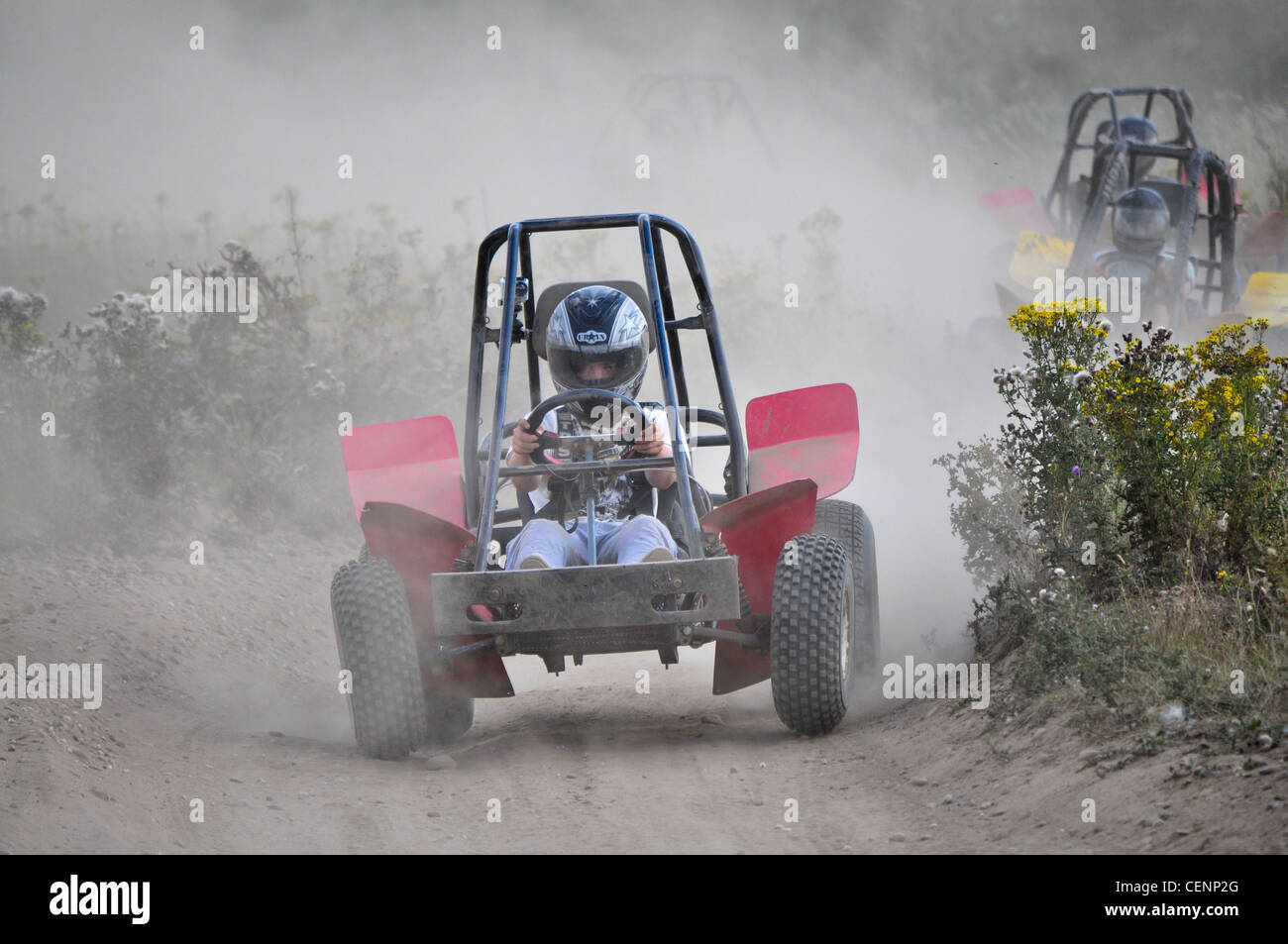 Dirt buggy in action in dusty conditions Nottinghamshire Stock Photo ...