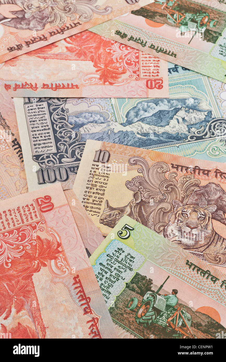 many Indian rupees bills lying side by side, India, Asia Stock Photo ...
