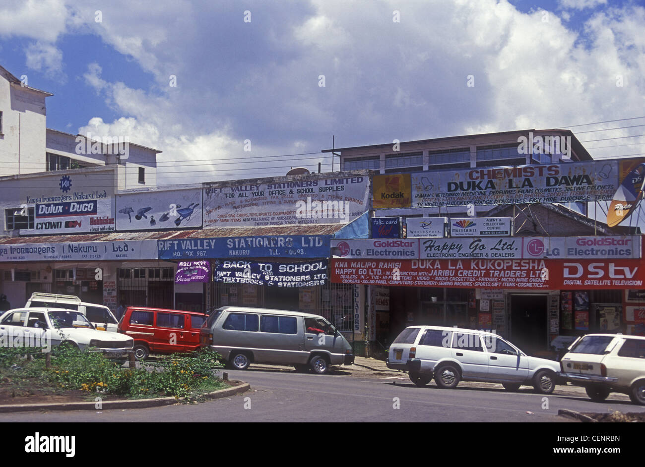 Traditional Indian style small shops or dukas on Kenyatta Avenue Nakuru ...