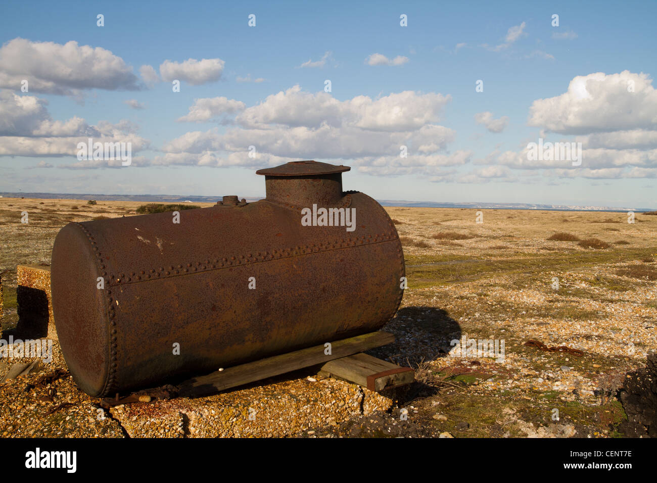 abandoned rusty steam boiler on beach in Dungeness in kent Stock Photo ...