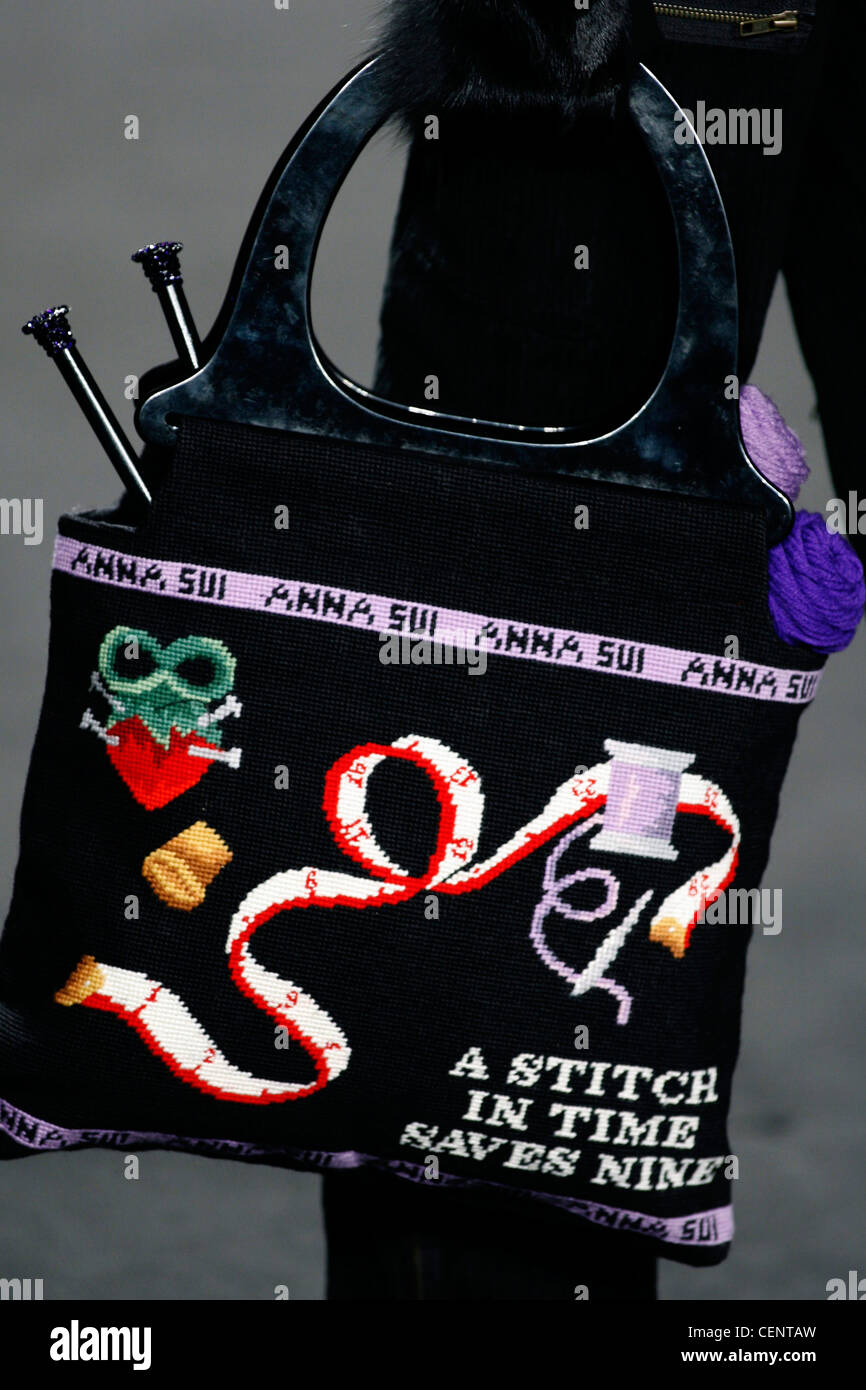 Anna Sui New York Accessories Autumn Winter Close up of embroidered ...
