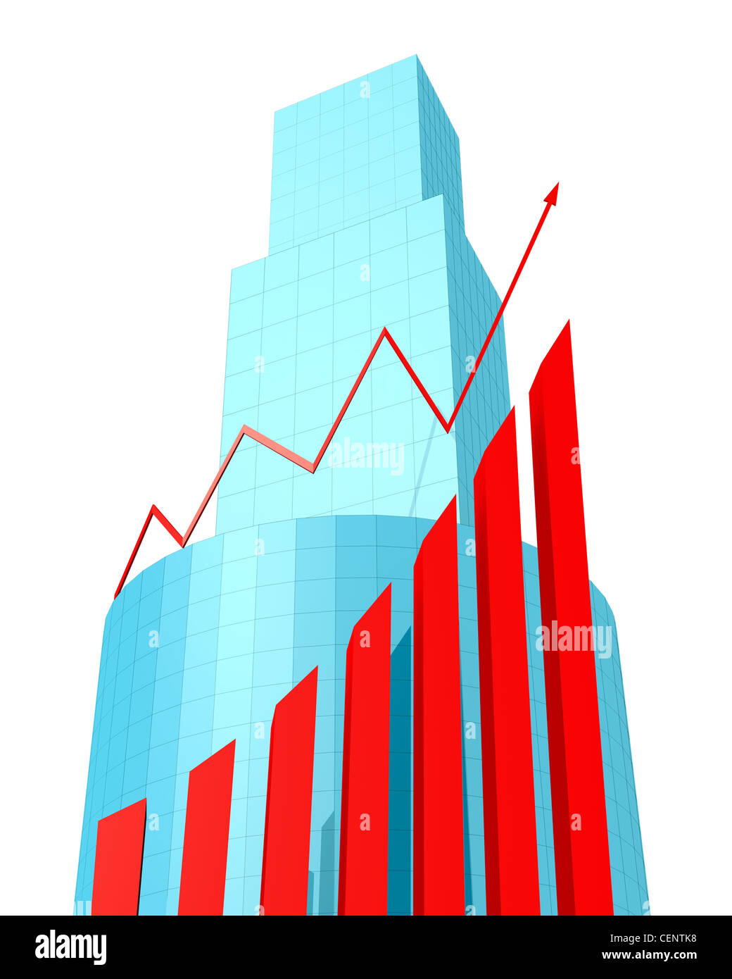 Business Buildings and arrow chart Stock Photo - Alamy