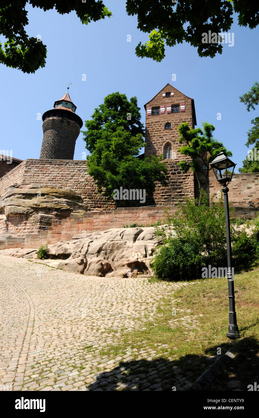 The 13th-century built Kaiserburg castle (imperial castle) on a hill ...
