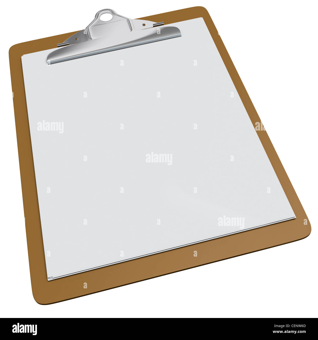 Clipboard with blank white paper on white background Stock Photo - Alamy